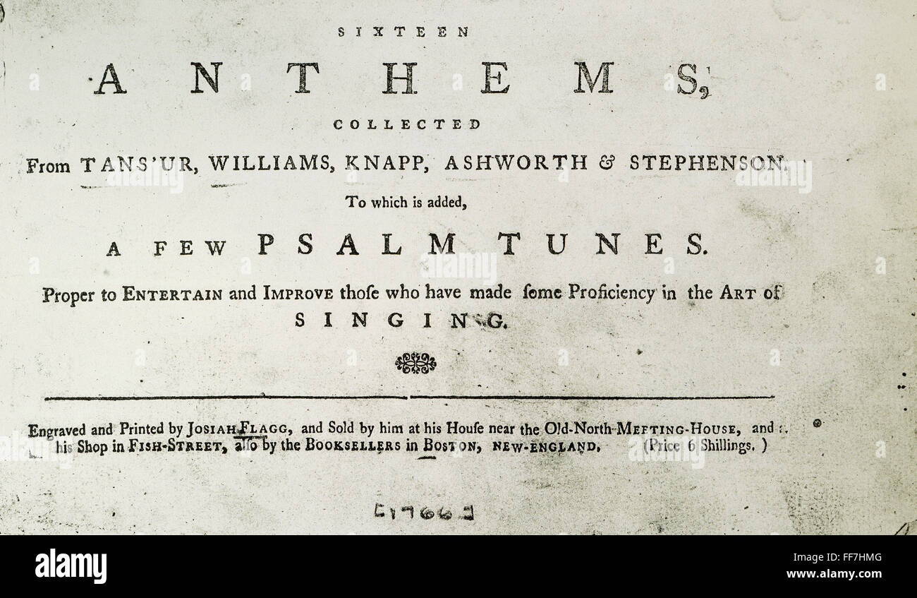 SIXTEEN ANTHEMS, 1766. /nTitle-page of the first edition of Josiah ...