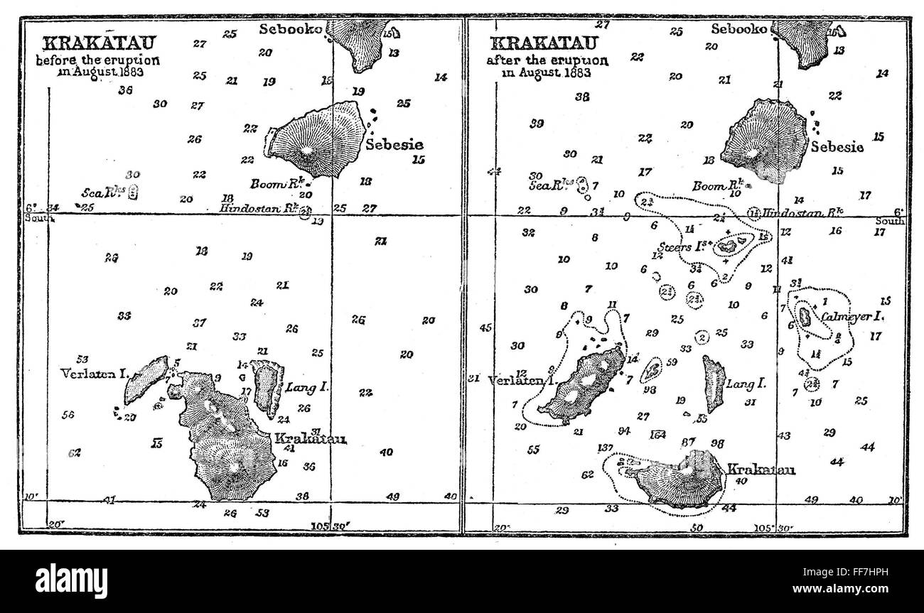 VOLCANO: KRAKATAU, 1883. /nKrakatau, in the Sunda Strait between ...