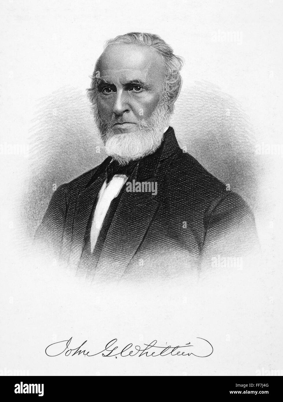 JOHN GREENLEAF WHITTIER /n(1807-1892). American poet. Line and stipple ...
