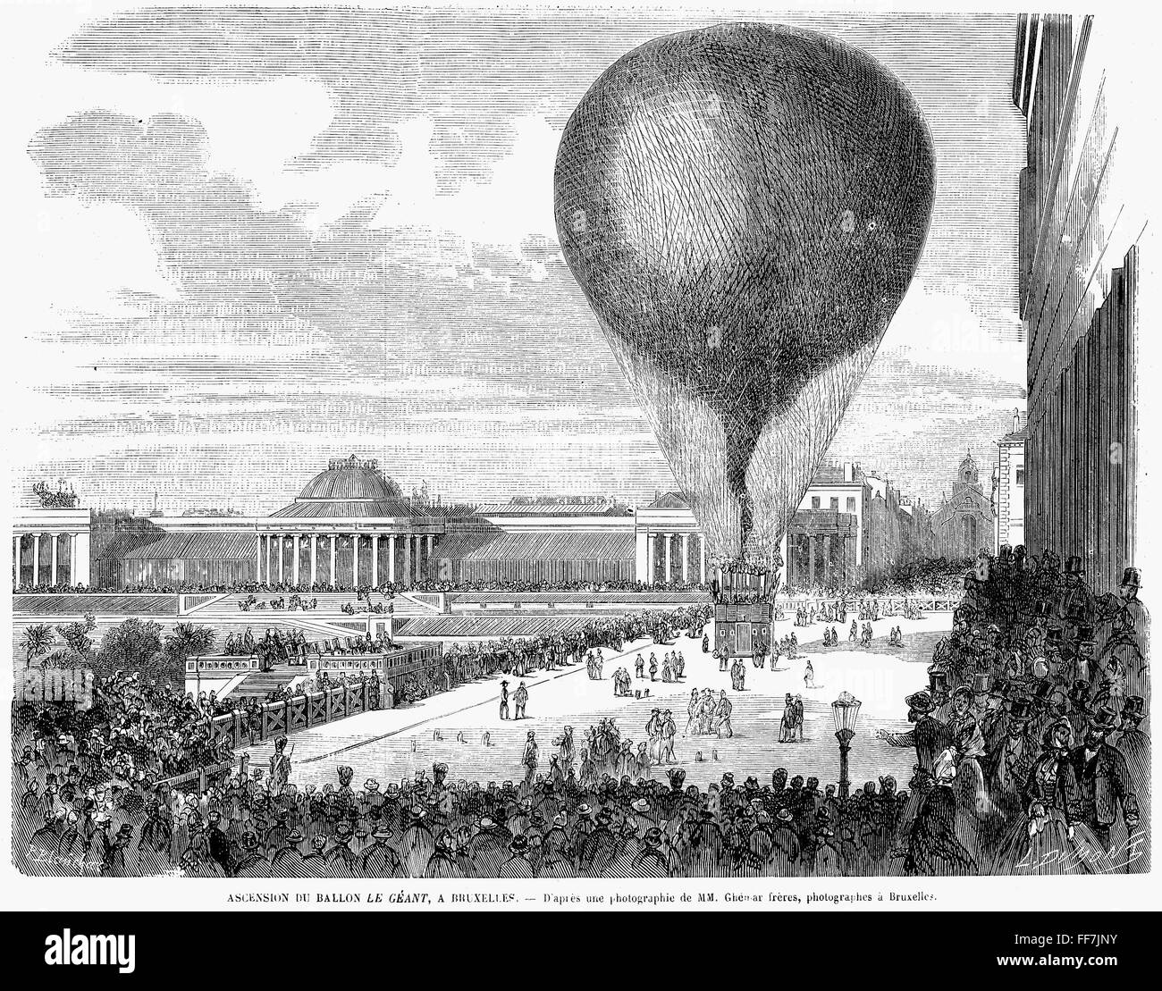BALLOONING: NADAR, 1864. /nThe ascent of Nadar's 'Le Geant' balloon at ...