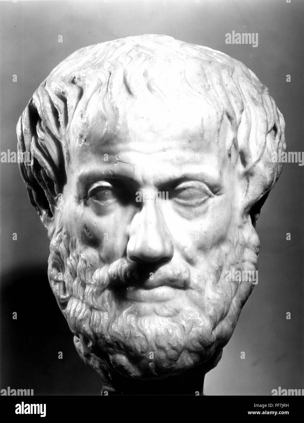 ARISTOTLE (384-322 B.C.). /nGreek philosopher. Roman marble bust after ...