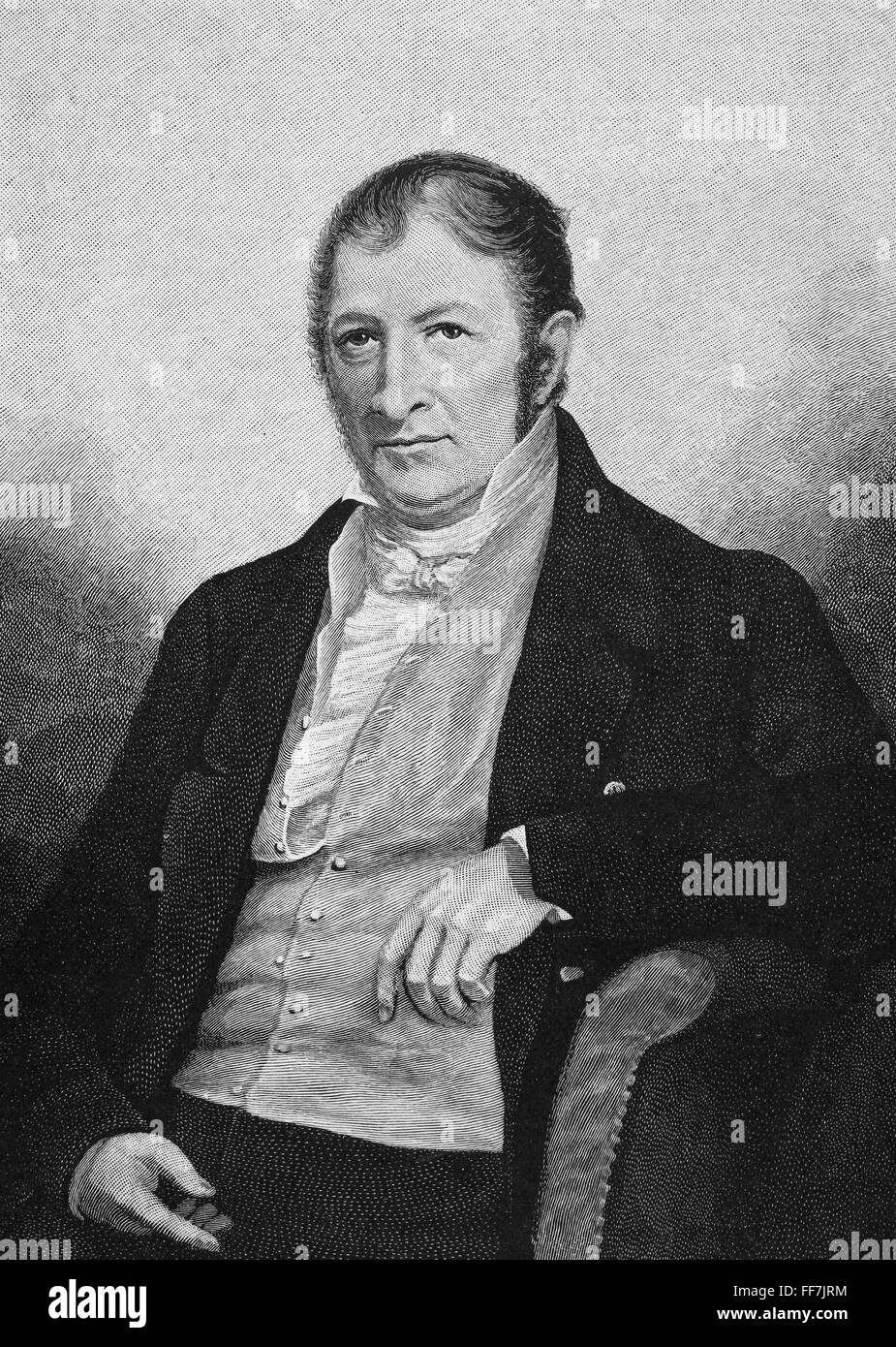 ELI WHITNEY (1765-1825). /nAmerican inventor. Wood engraving after the ...