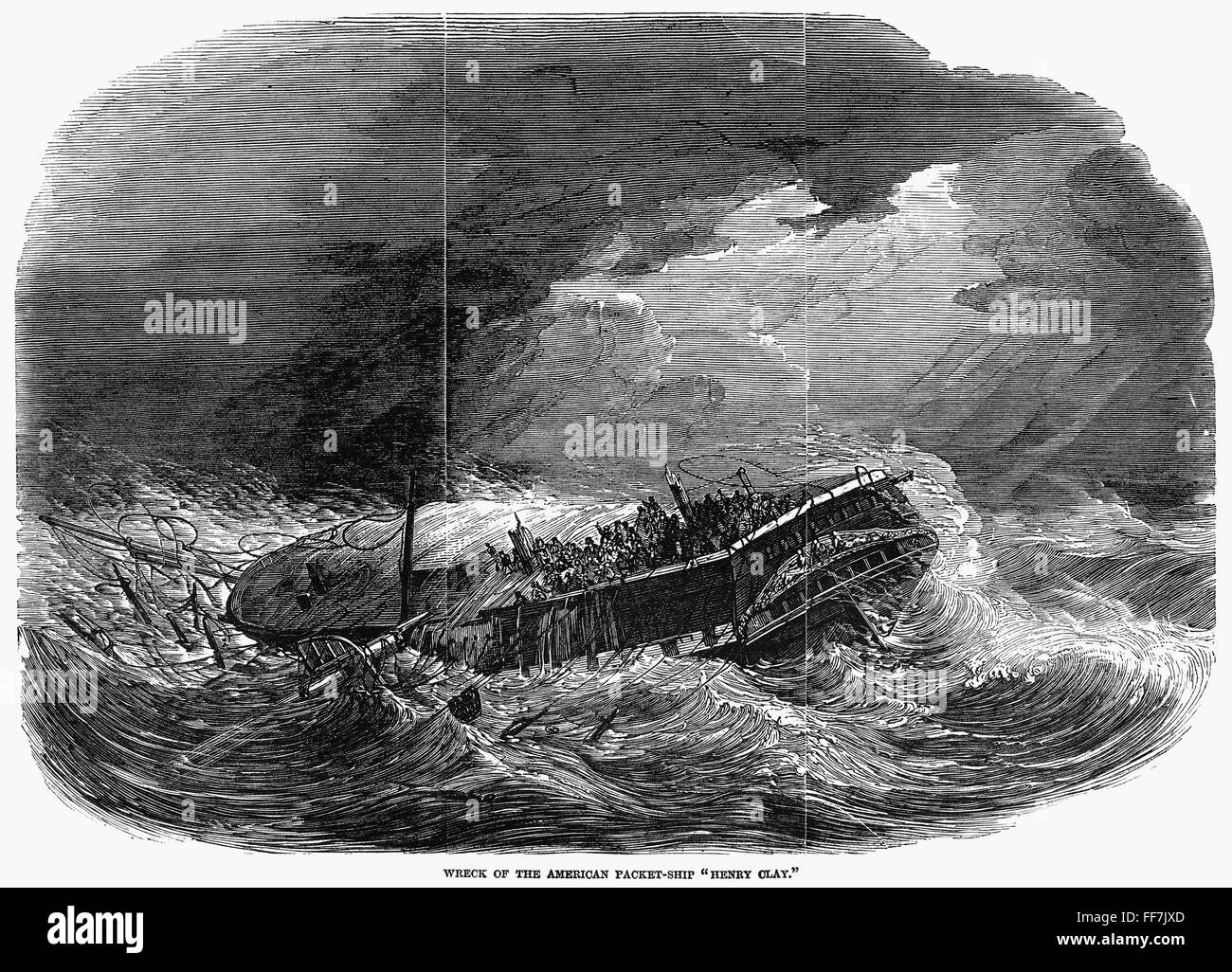 SHIPWRECK, 1846. /nWreck of the American packet ship 'Henry Clay.' Wood ...