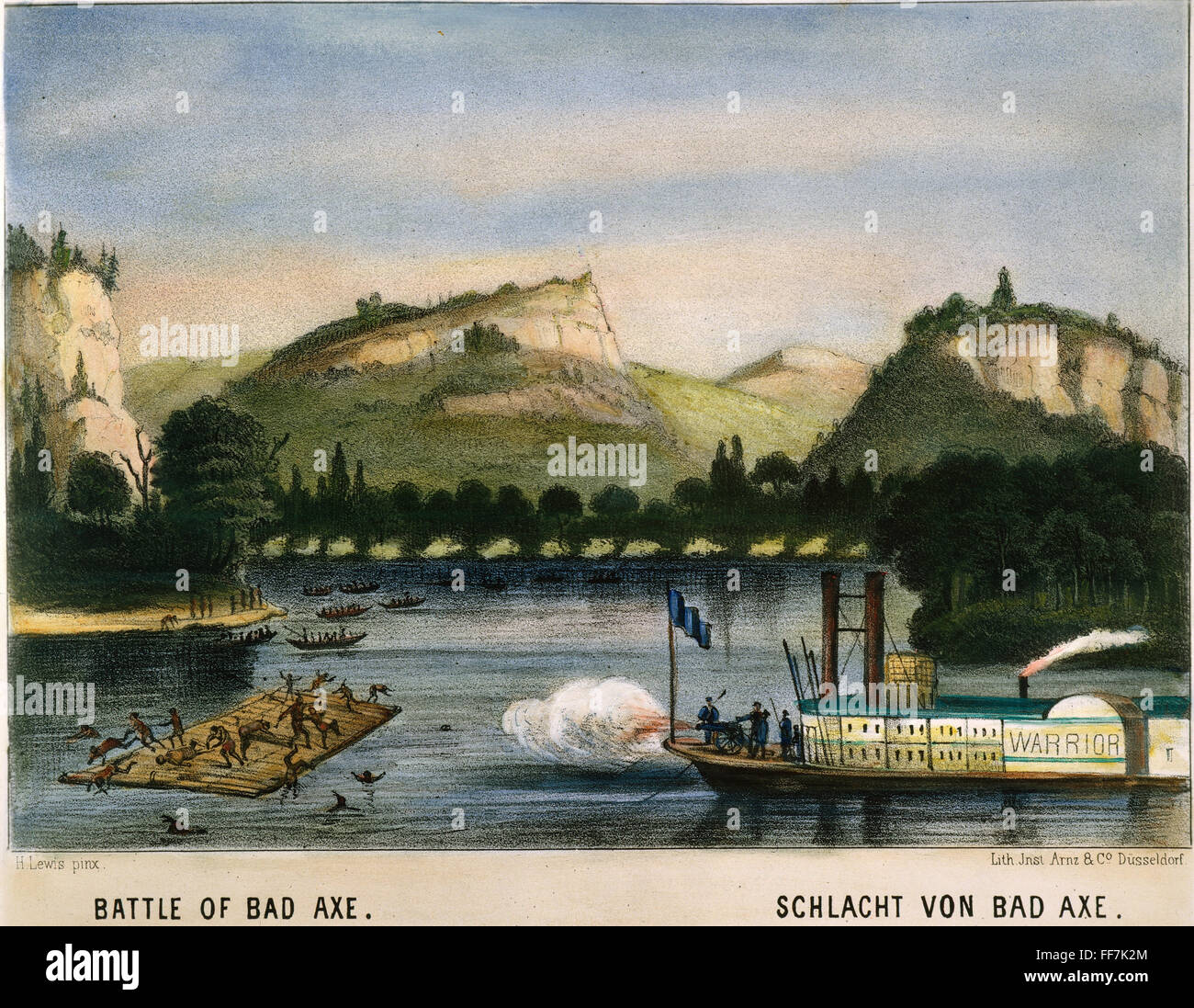 BATTLE OF BAD AXE, 1832. /nThe battle at the mouth of the Bad Axe River ...