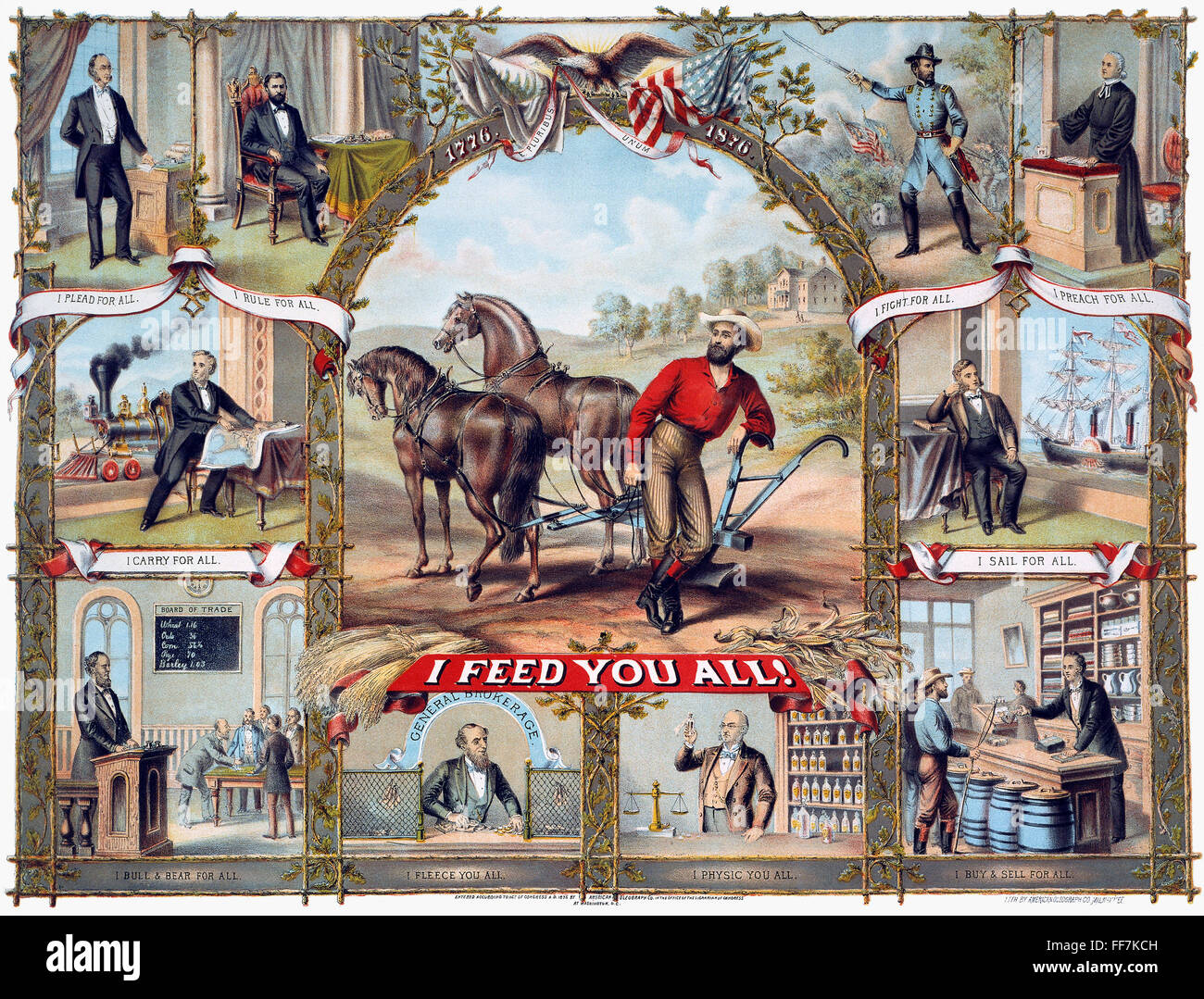 FARMER, 1875. /n'I Feed You All.' Lithograph, 1875, by American ...