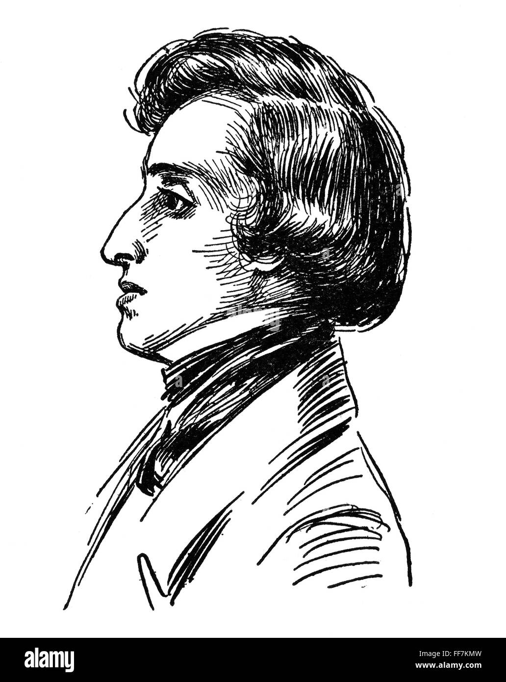 FREDERIC CHOPIN (1810-1849). /nPolish composer and pianist. Pen-and-ink ...