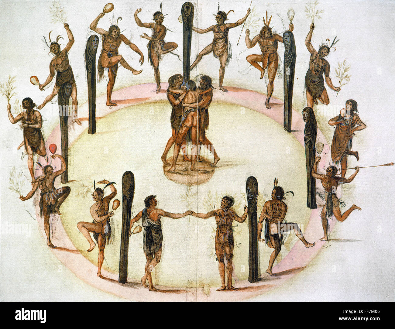 ALGONQUIANS, 1585. /nCarolina Algonquian Native Americans dancing ...