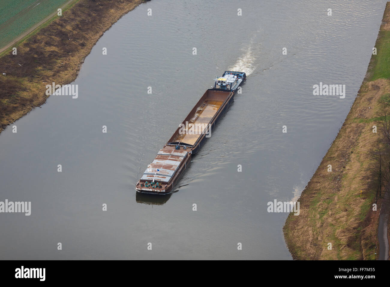 Barge floating on the Elbe river in Swiss Saxony, Germany Stock Photo ...