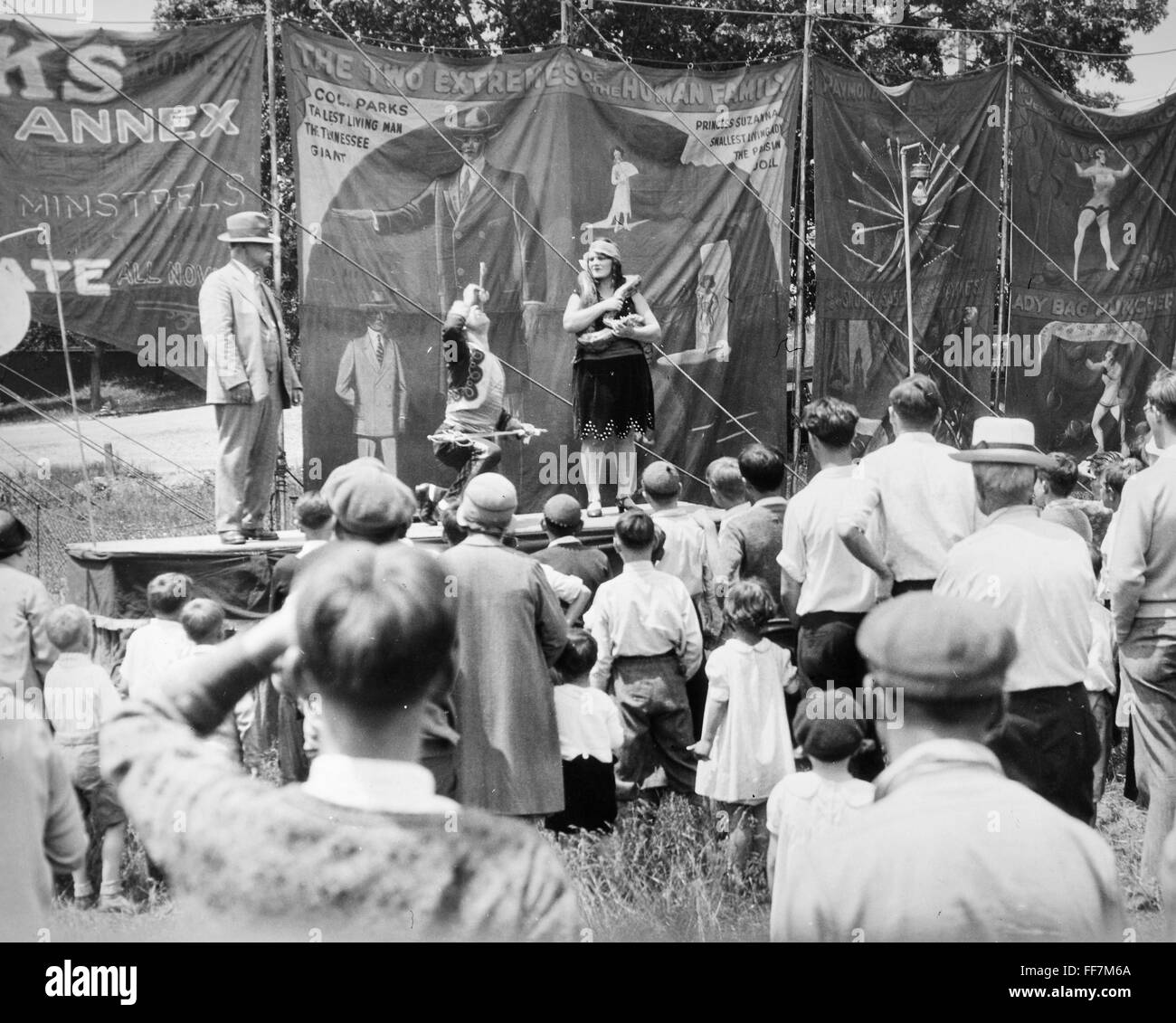 AMERICAN CIRCUS, c1930. /nThe sword-swallower and snake charmer of the ...