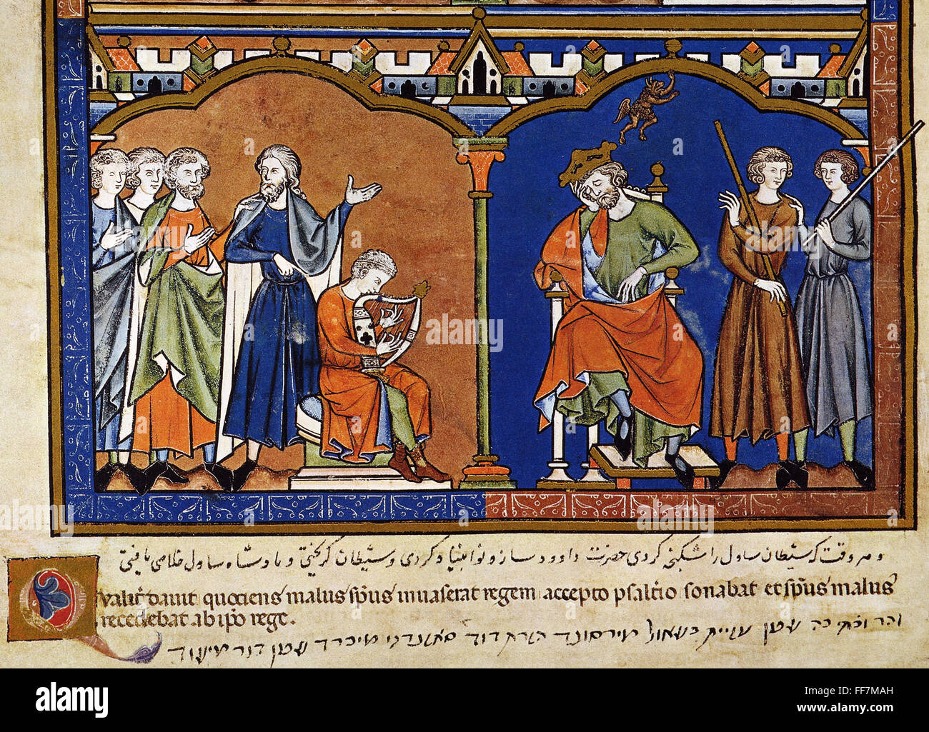 DAVID PLAYING HIS HARP. /nDavid plays his harp and the evil spirit ...