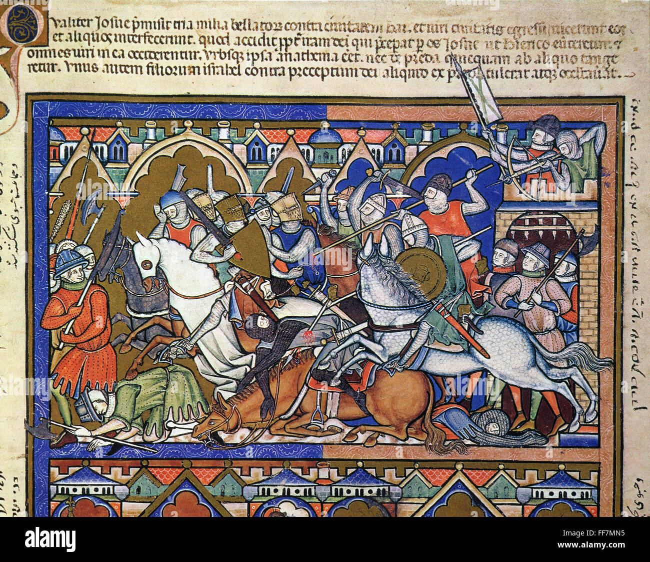 WARFARE, c1250. /nAn Old Testament Battle Scene depicting the ...