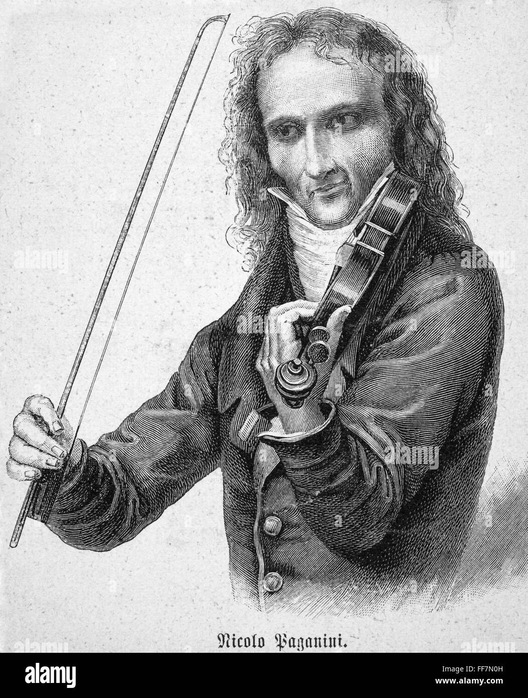 NICOLO PAGANINI /n(1782-1840). Italian composer and violinist. Wood ...