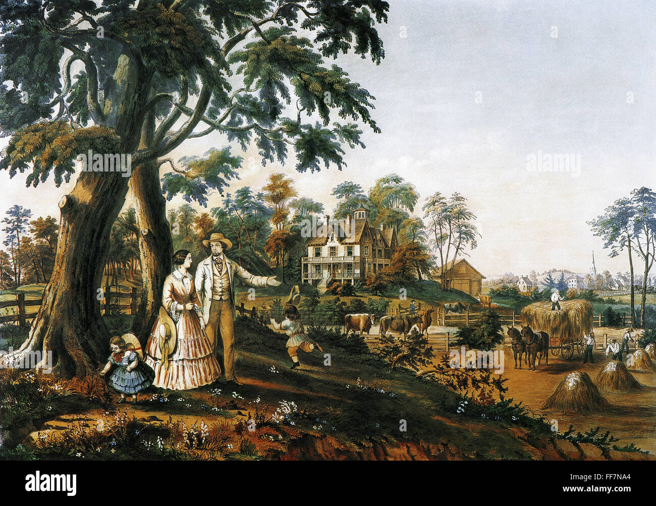 SUMMER COUNTRY LIFE, 1855. /n'American Country Life--Summer's Evening ...