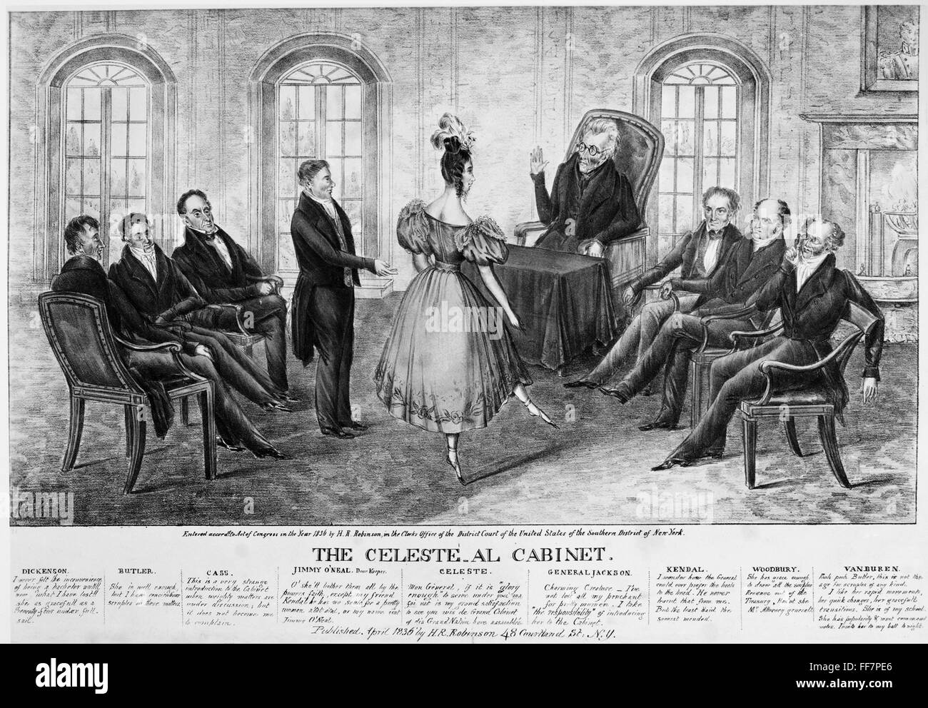 JACKSON CARTOON, 1836. /nLithograph cartoon satirizing Andrew Jackson's ...