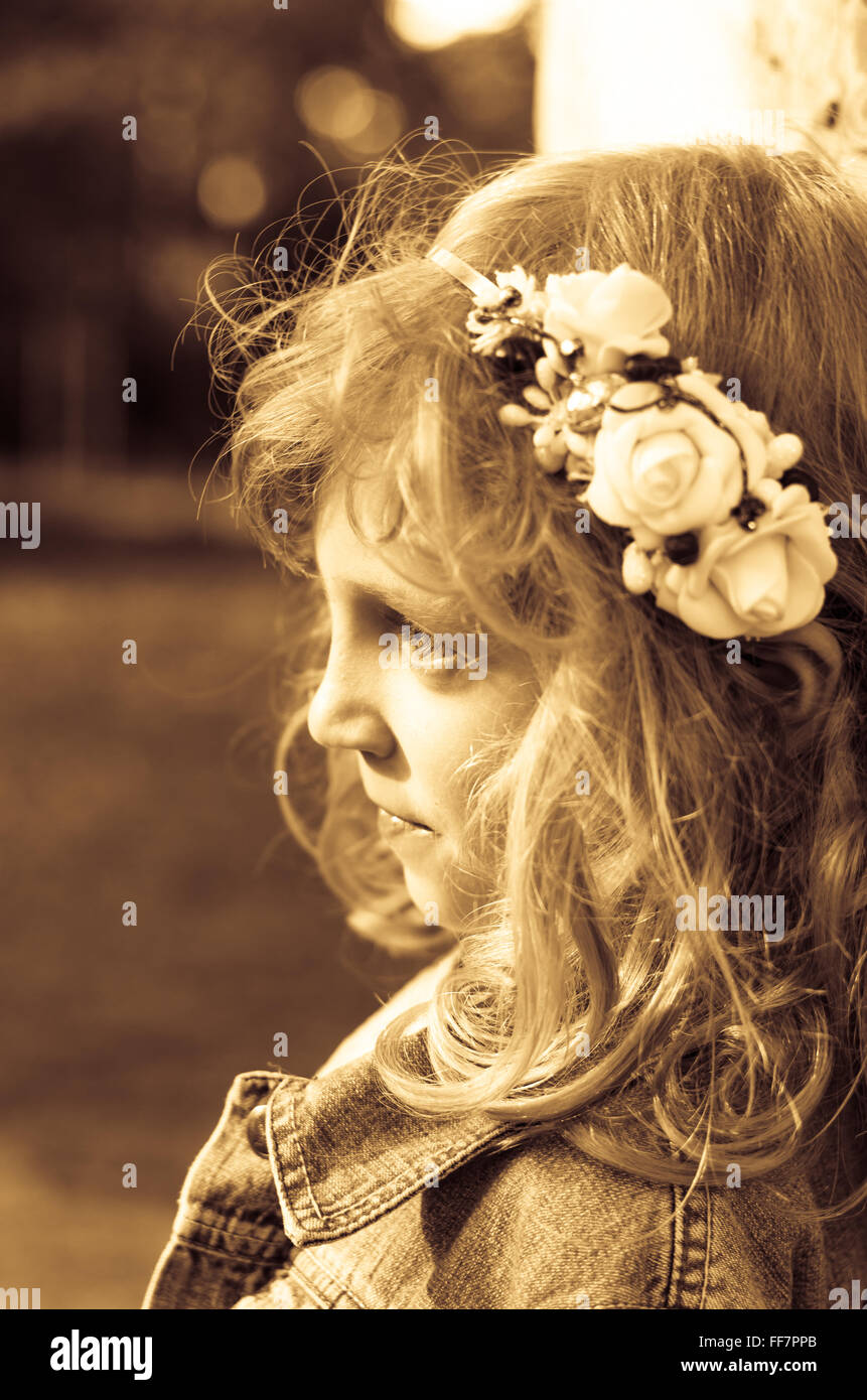 face of beautiful girl sepia tonned Stock Photo - Alamy