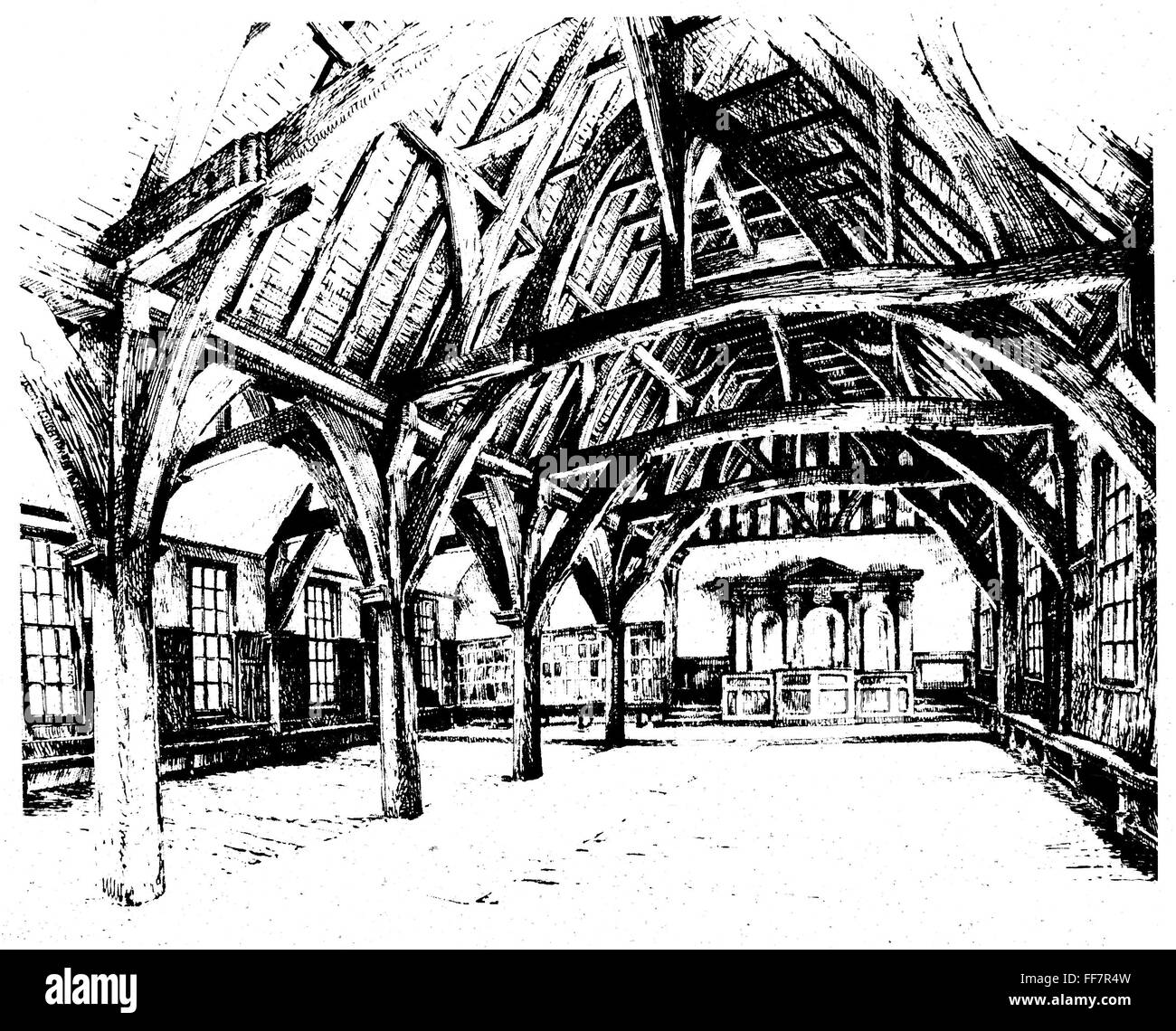 MEDIEVAL WOOL TRADE. /nThe Merchant Adventurer's Hall, York, the 14th ...