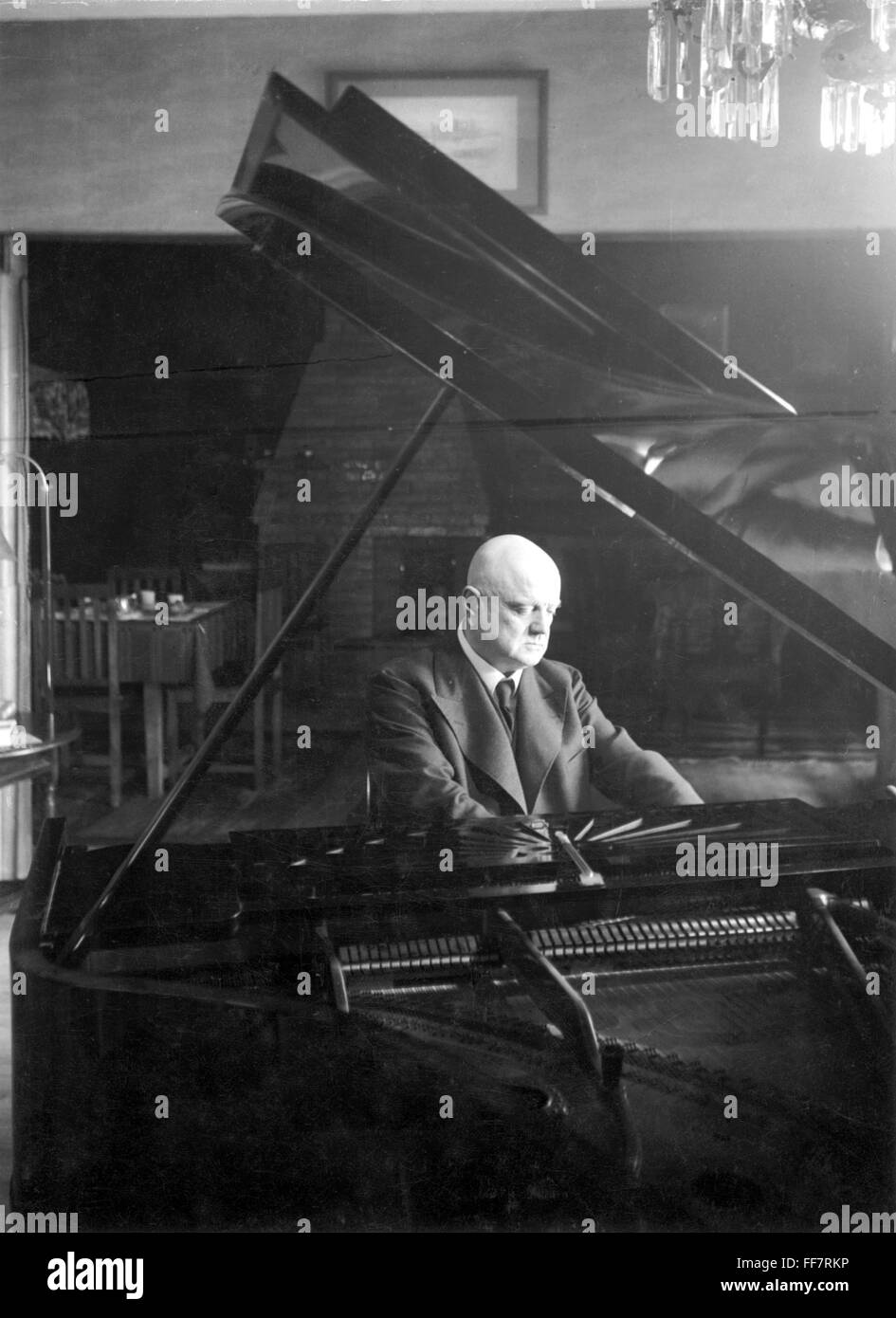 JEAN SIBELIUS (1865-1957). /nFinnish composer. Photographed in his country retreat, Villa Ainola ...