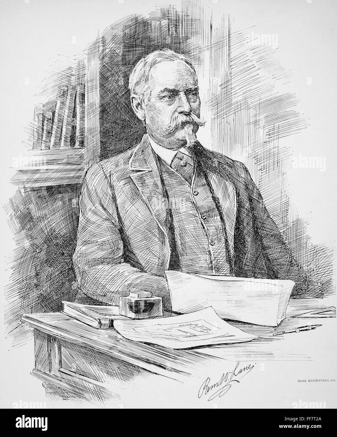 RICHARD MORRIS HUNT /n(1827-1895). American architect. Pen-and-ink ...