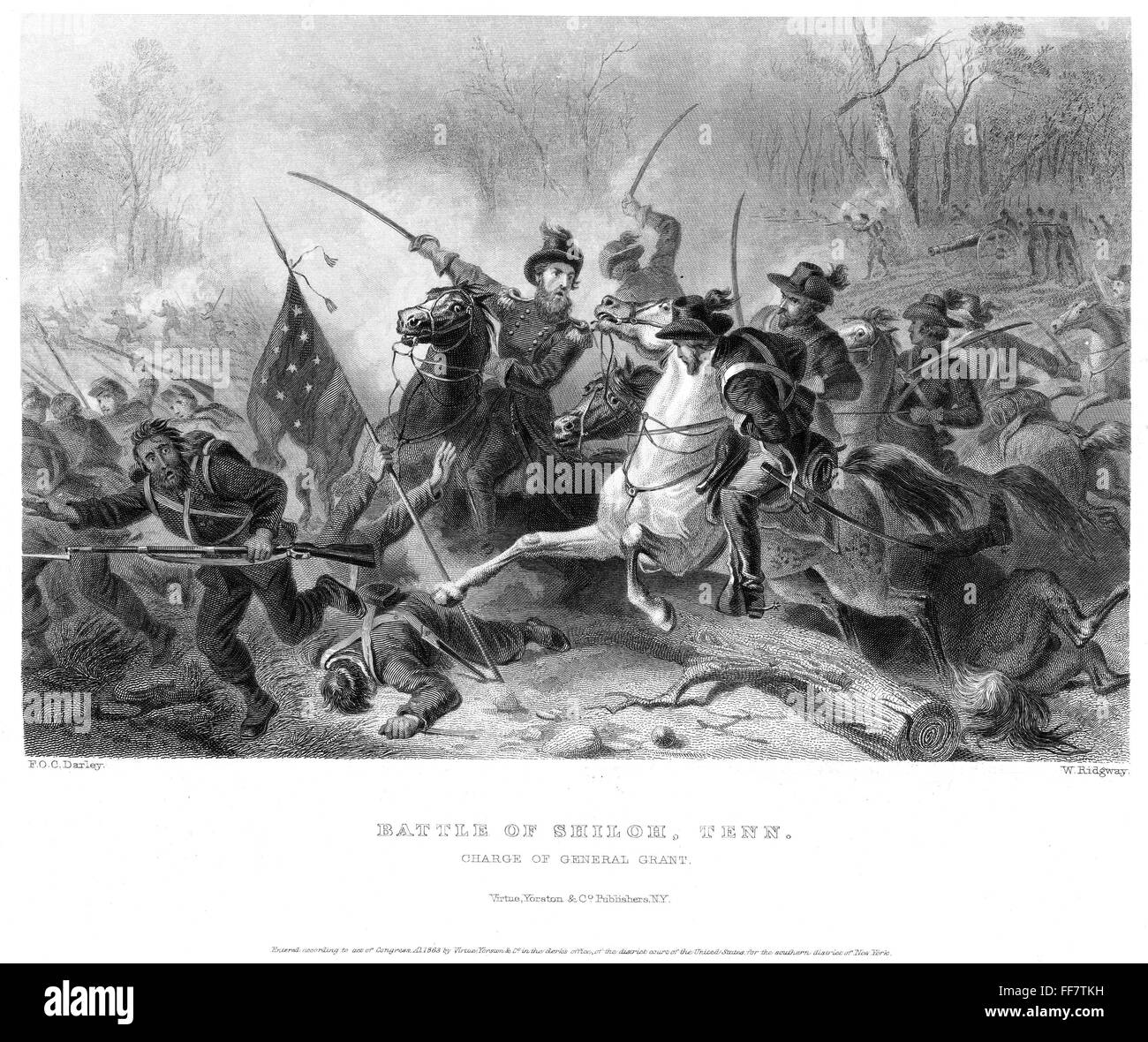 CIVIL WAR: BATTLE OF SHILOH. /nGeneral Ulysses S. Grant leading Union ...