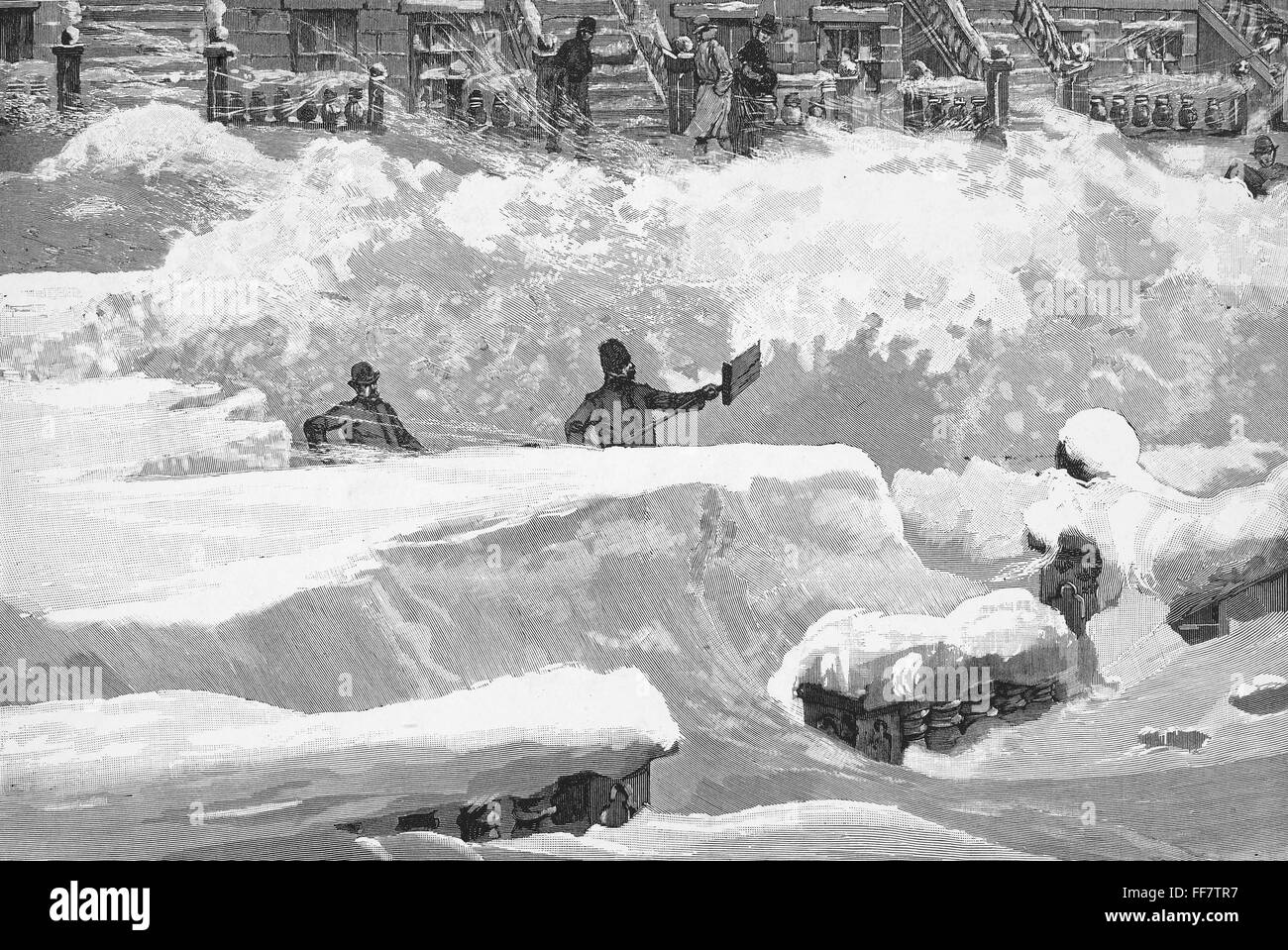 NEW YORK: BLIZZARD OF 1888. /nAn uptown Manhattan street after the ...