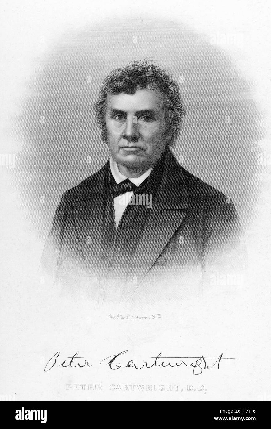 PETER CARTWRIGHT /n(1785-1872). American Methodist cleric. Engraving ...