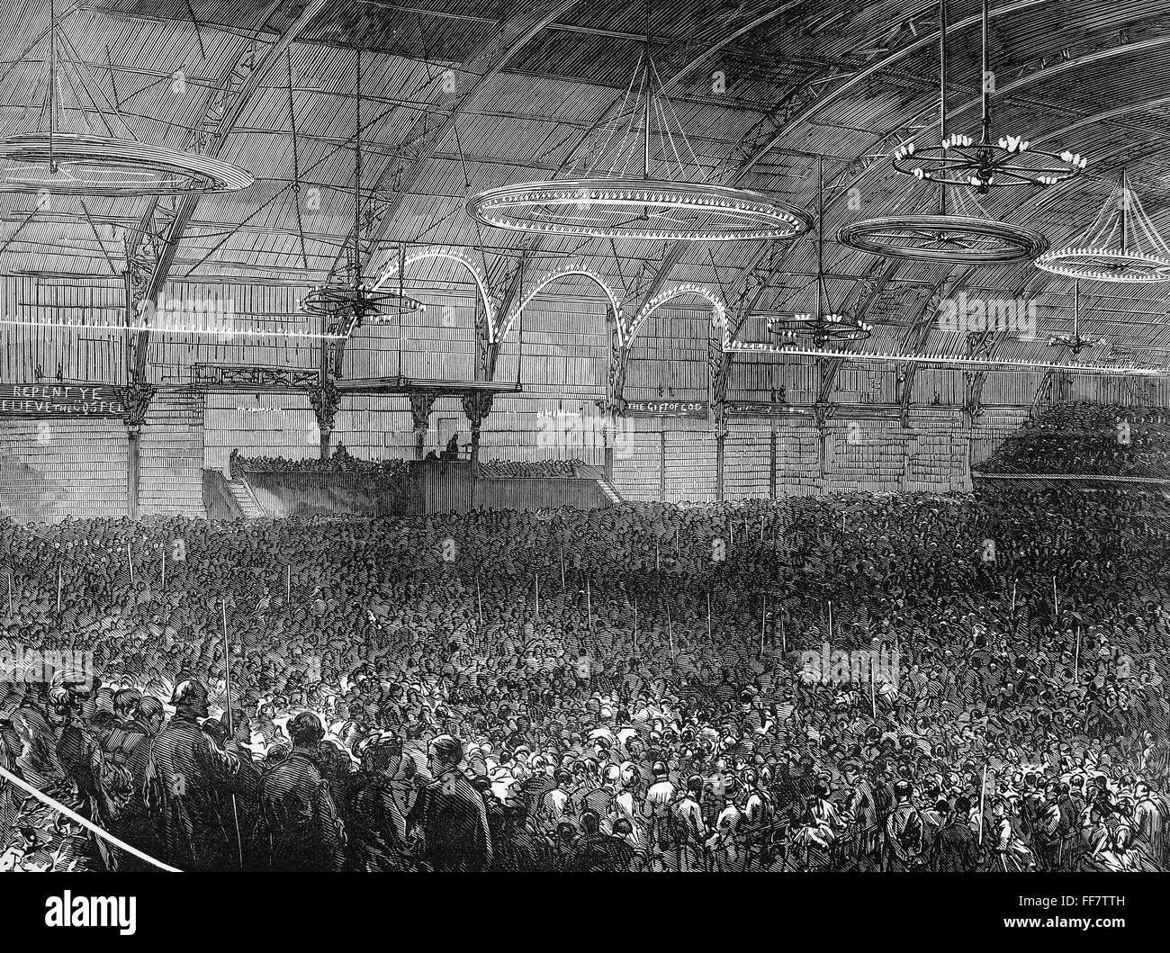 DWIGHT LYMAN MOODY /n(1837-1899). American evangelist. Moody preaching ...