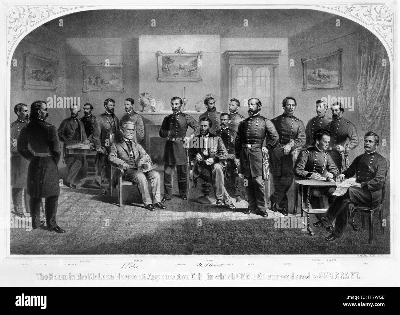 LEE'S SURRENDER, 1865. /nThe surrender of General Lee to General Grant ...