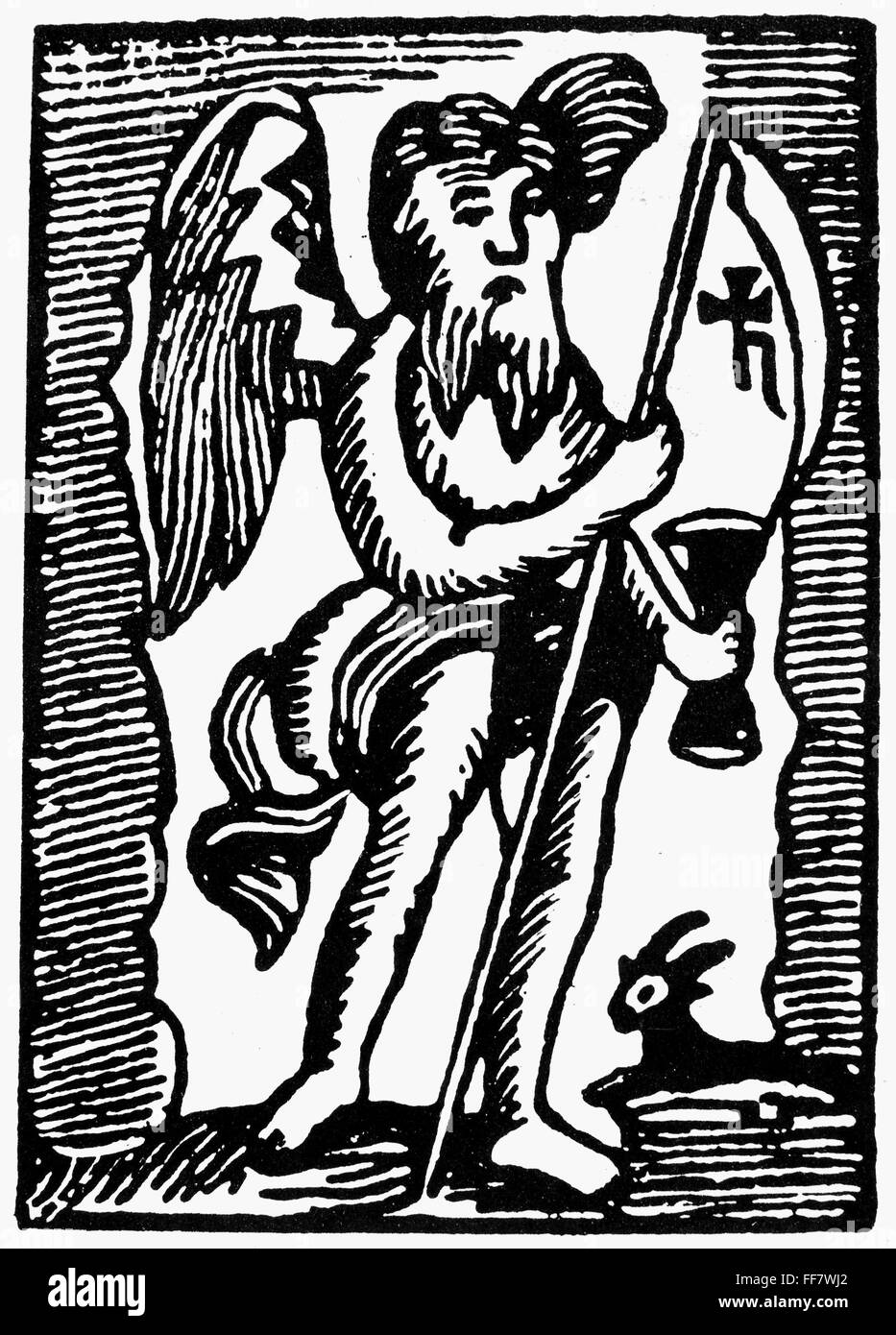 ALLEGORY OF SATURN. /nPersonification of the planet Saturn. Woodcut ...