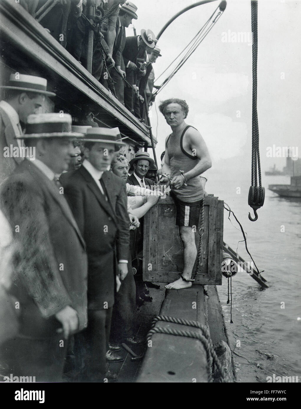 HARRY HOUDINI (1874-1926). /nAmerican magician. A shackled Houdini ...