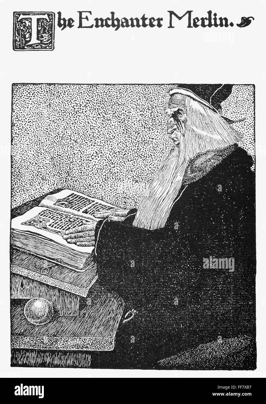 MERLIN. /nDrawing, 1903, by Howard Pyle Stock Photo - Alamy