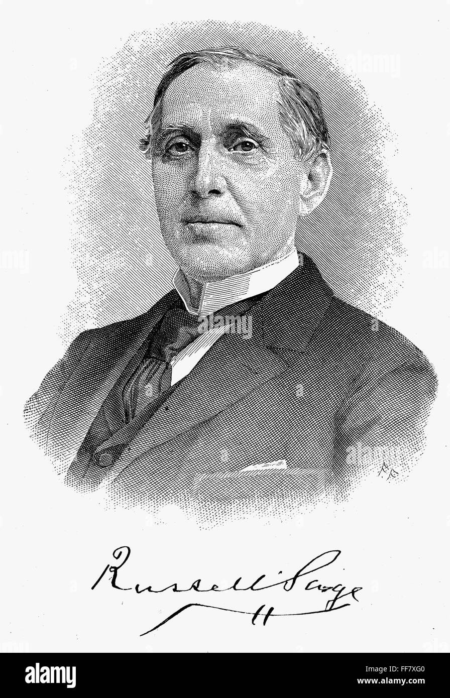 RUSSELL SAGE (1816-1906). /nAmerican financier. Line engraving, 1895 ...