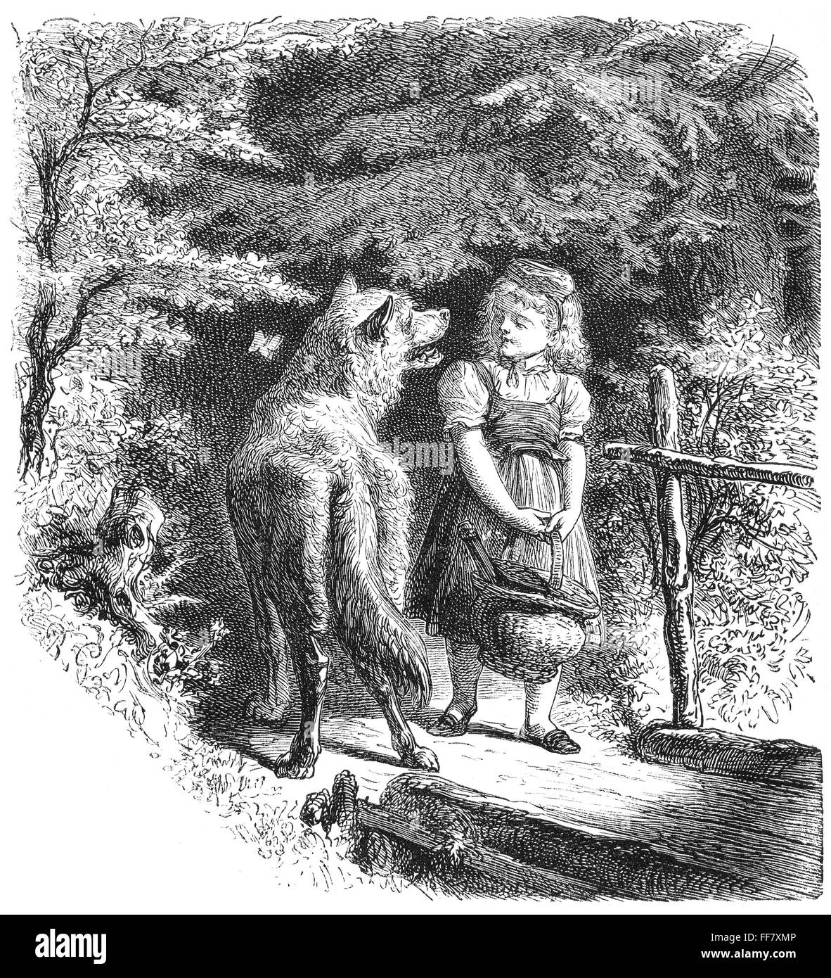 LITTLE RED RIDING HOOD. /nWood engraving for a 19th century German ...