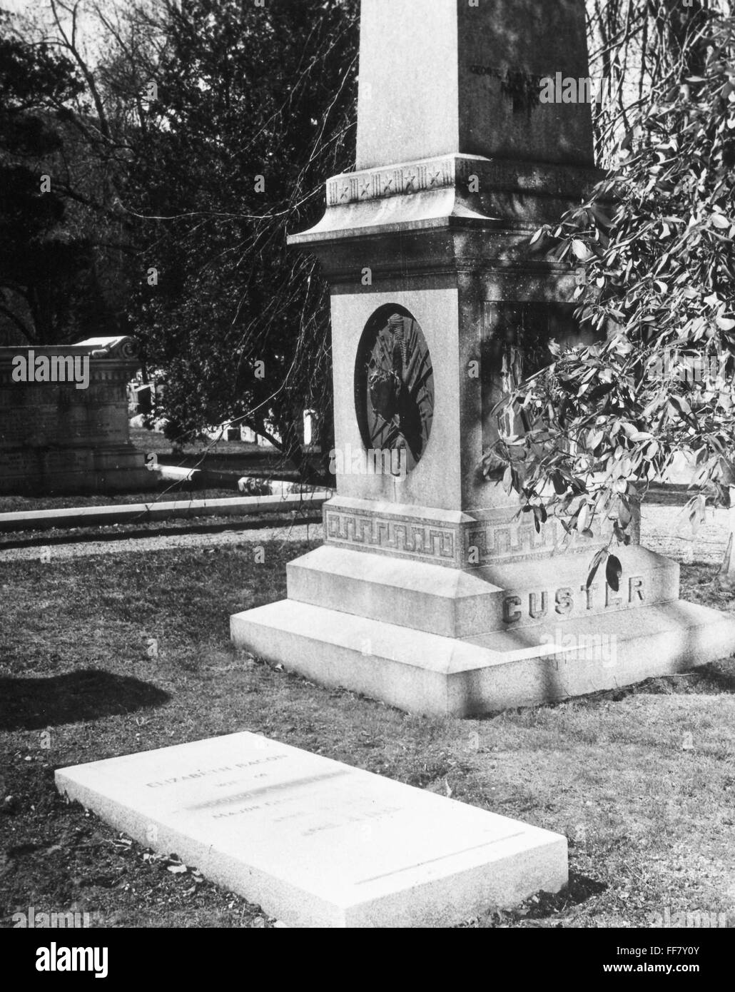 GEORGE A. CUSTER MEMORIAL. /nThe gravestone of Elizabeth Beacon Custer ...