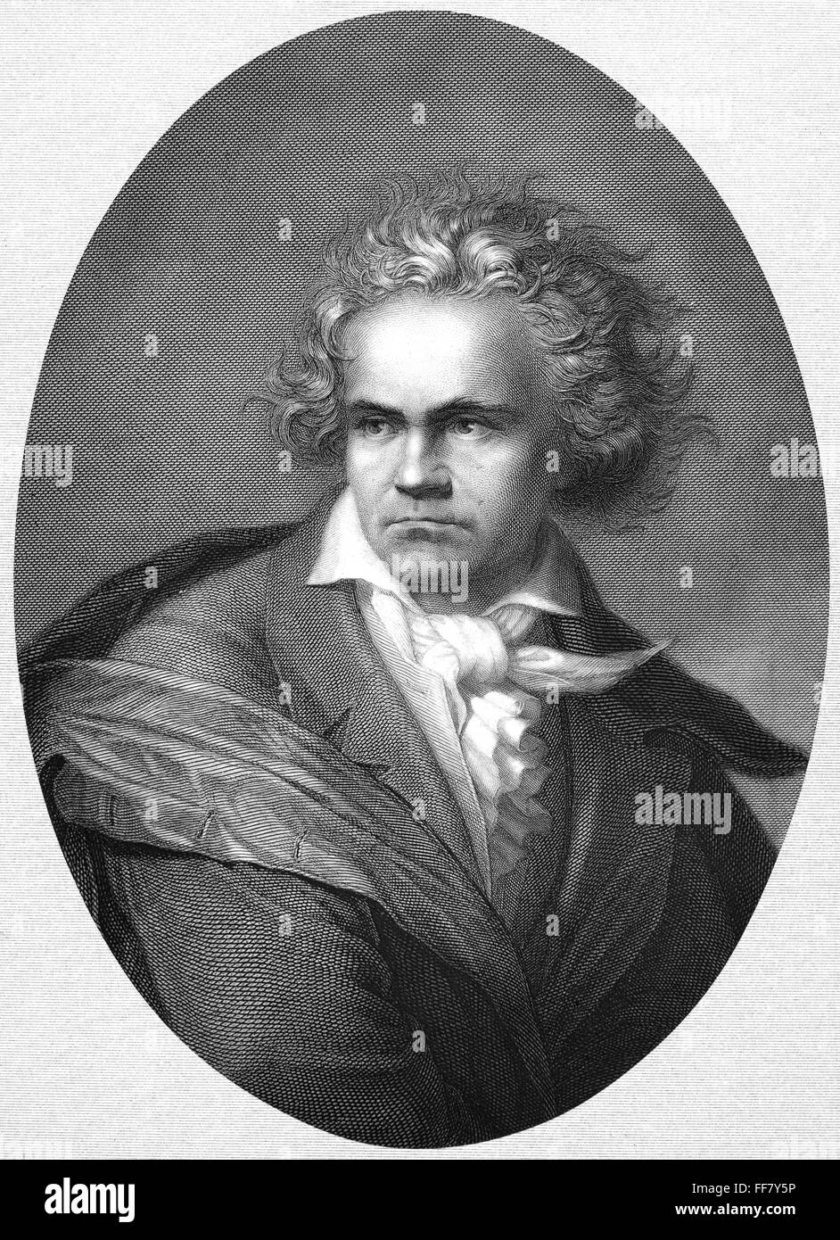 LUDWIG van BEETHOVEN /n(1770-1827). German composer. Steel engraving ...