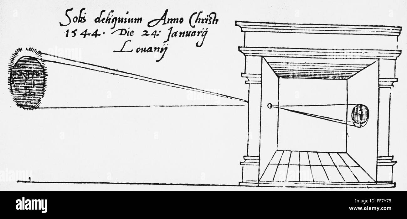 CAMERA OBSCURA, 1544. /nThe first published illustration of a camera ...