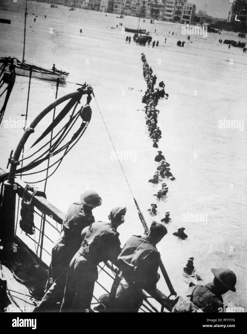 DUNKIRK EVACUATION, 1944. /nAllied troops wading through the surf at ...