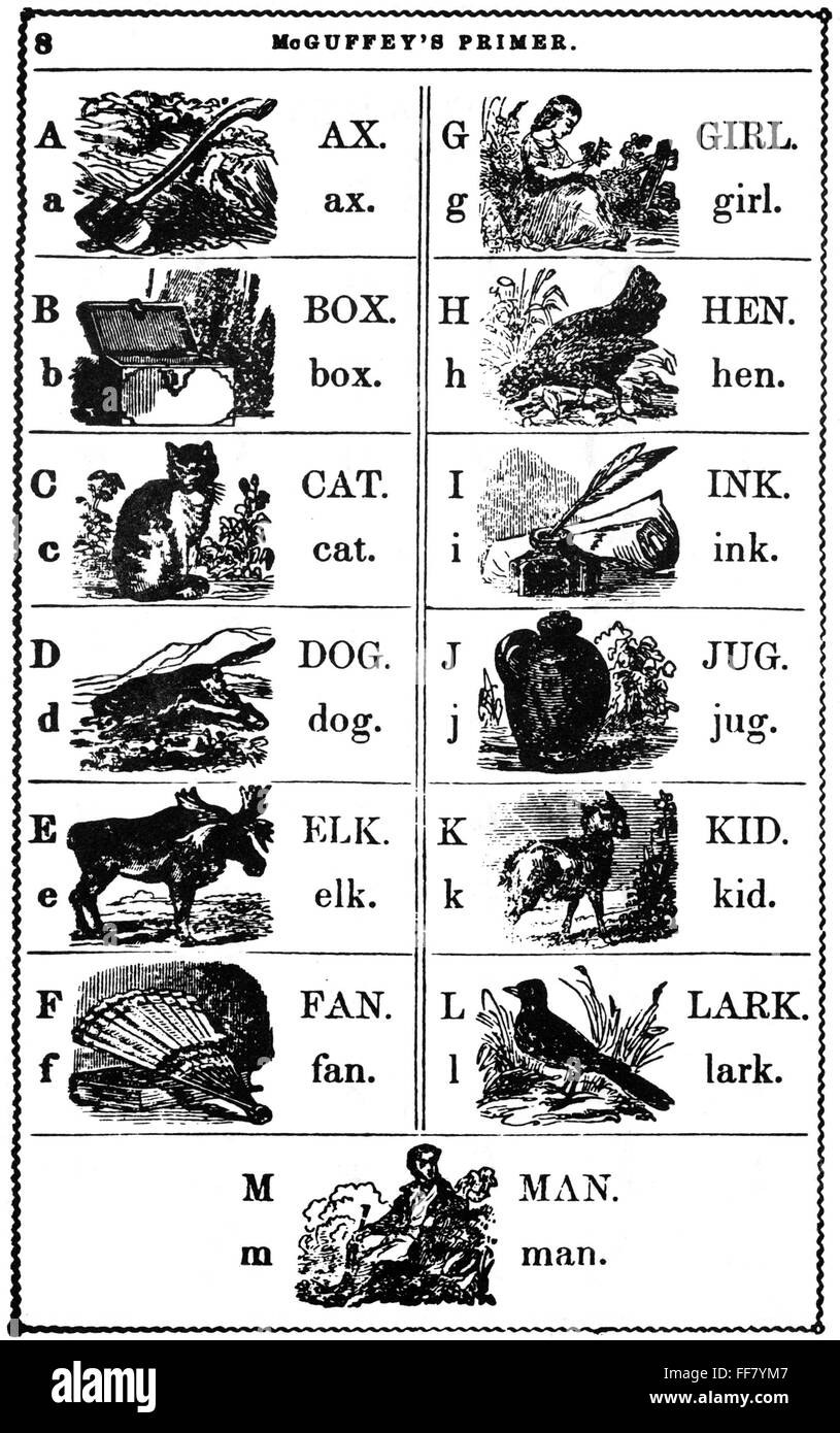 McGUFFEY'S PRIMER, 1840. /nLesson page from an edition of William ...