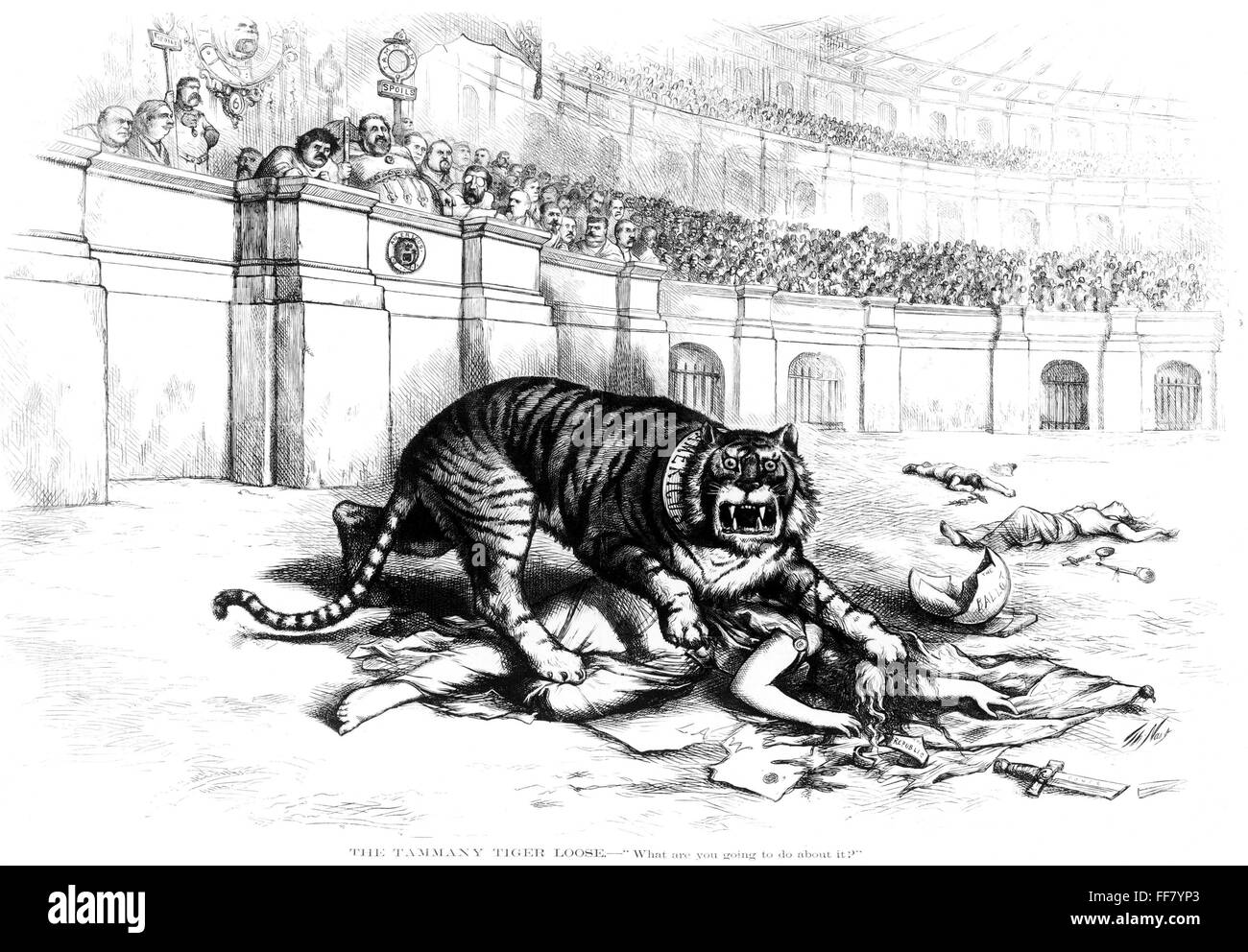NAST: TWEED RING, 1871. /n'The Tammany Tiger Loose.' Thomas Nast's ...