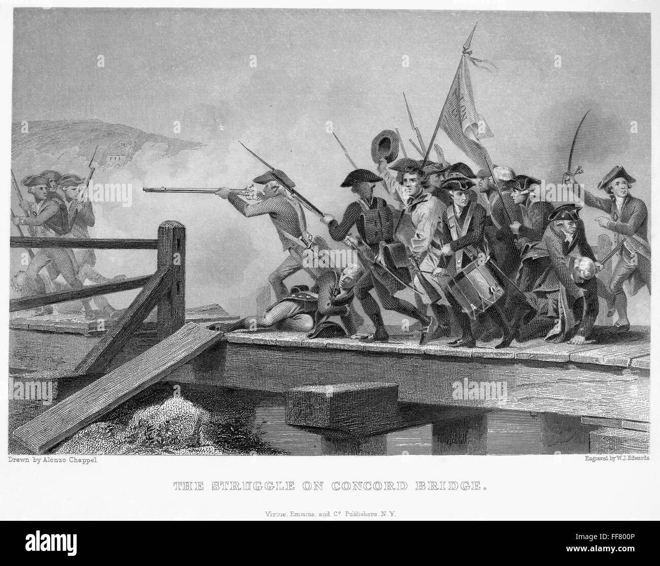 BATTLE OF CONCORD, 1775. /nThe engagement at the North Bridge, 19 April ...