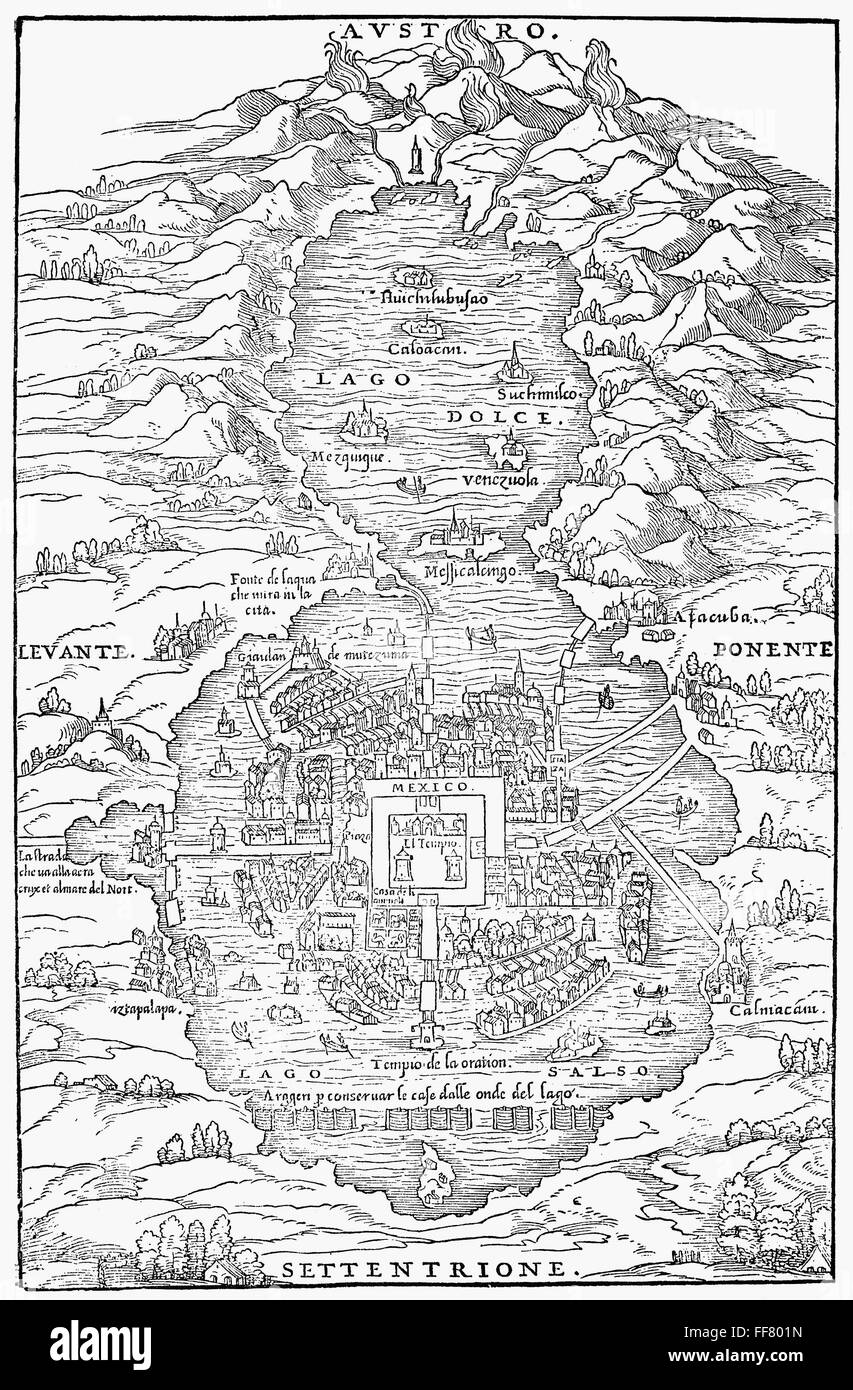 PLAN OF TENOCHTITLAN, 1556. /nPlan of Tenochtitlan (City of Mexico) at ...