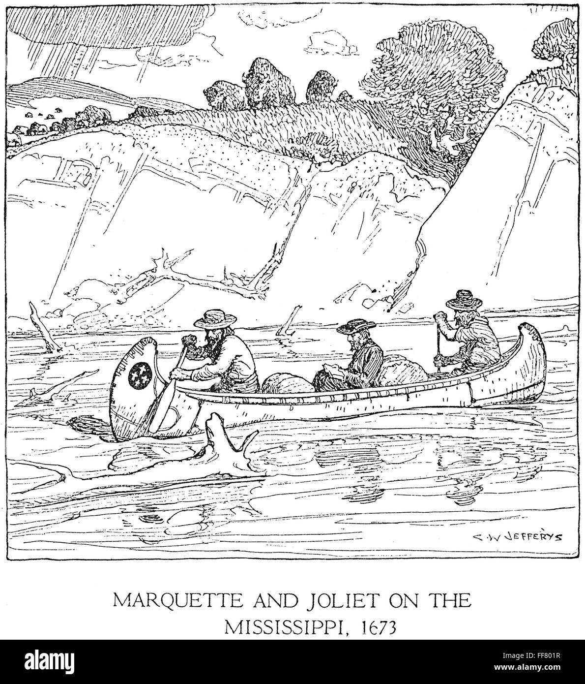 LOUIS JOLLIET (1645-1700). /nFrench explorer. Descending the ...