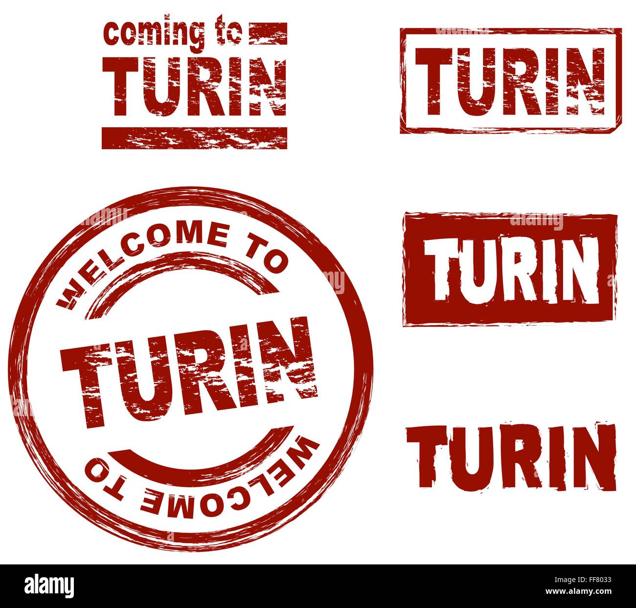 Set of stylized ink stamps showing the city of Turin Stock Vector Image ...