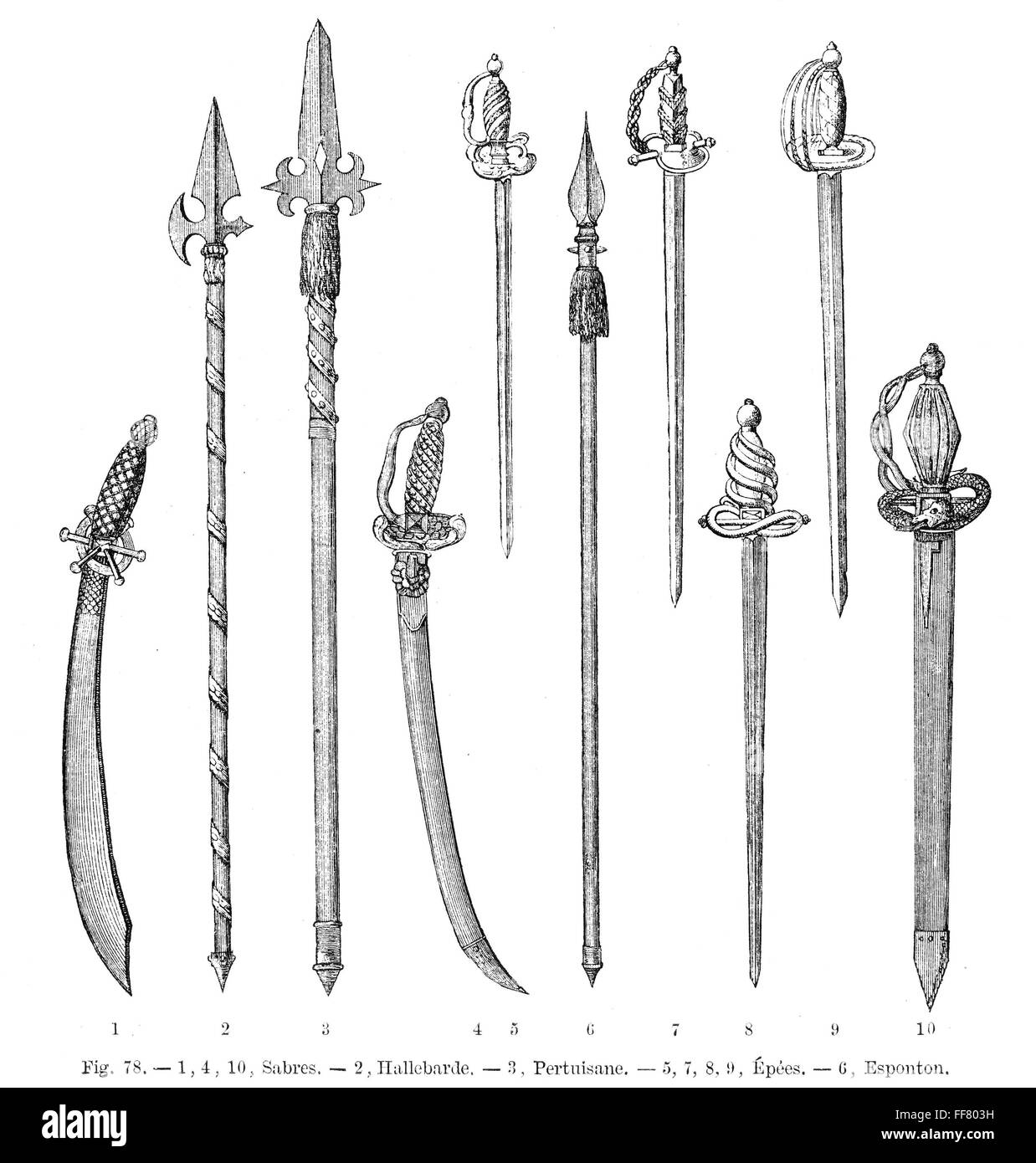 SWORDS AND SABERS. /nFrench swords and sabers of the 18th century. Wood ...