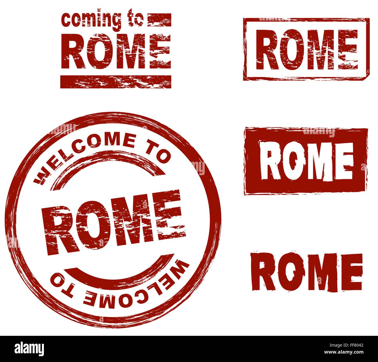 Set of stylized ink stamps showing the city of Rome Stock Vector Image ...