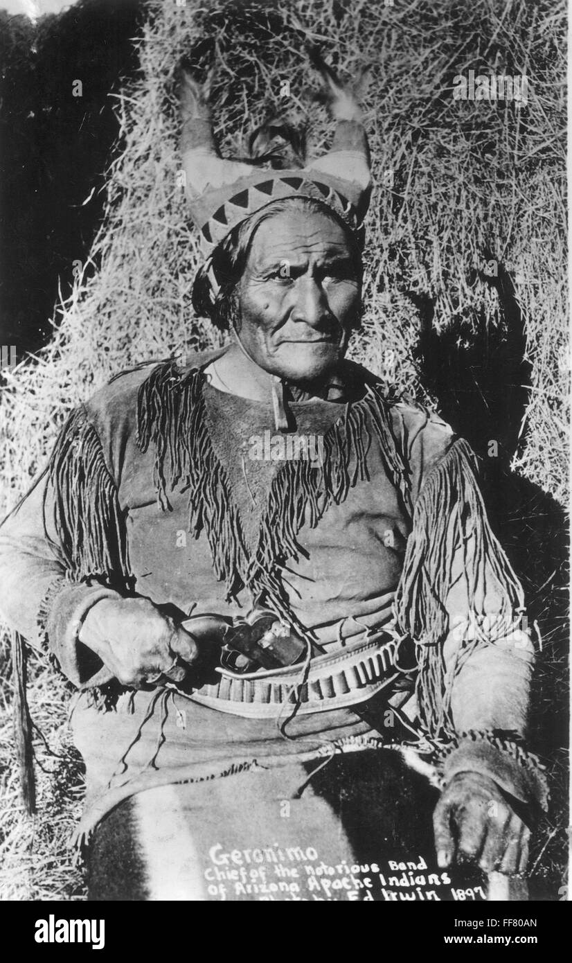 GERONIMO (1829-1909). /nAmerican Apache leader. Photographed by William ...