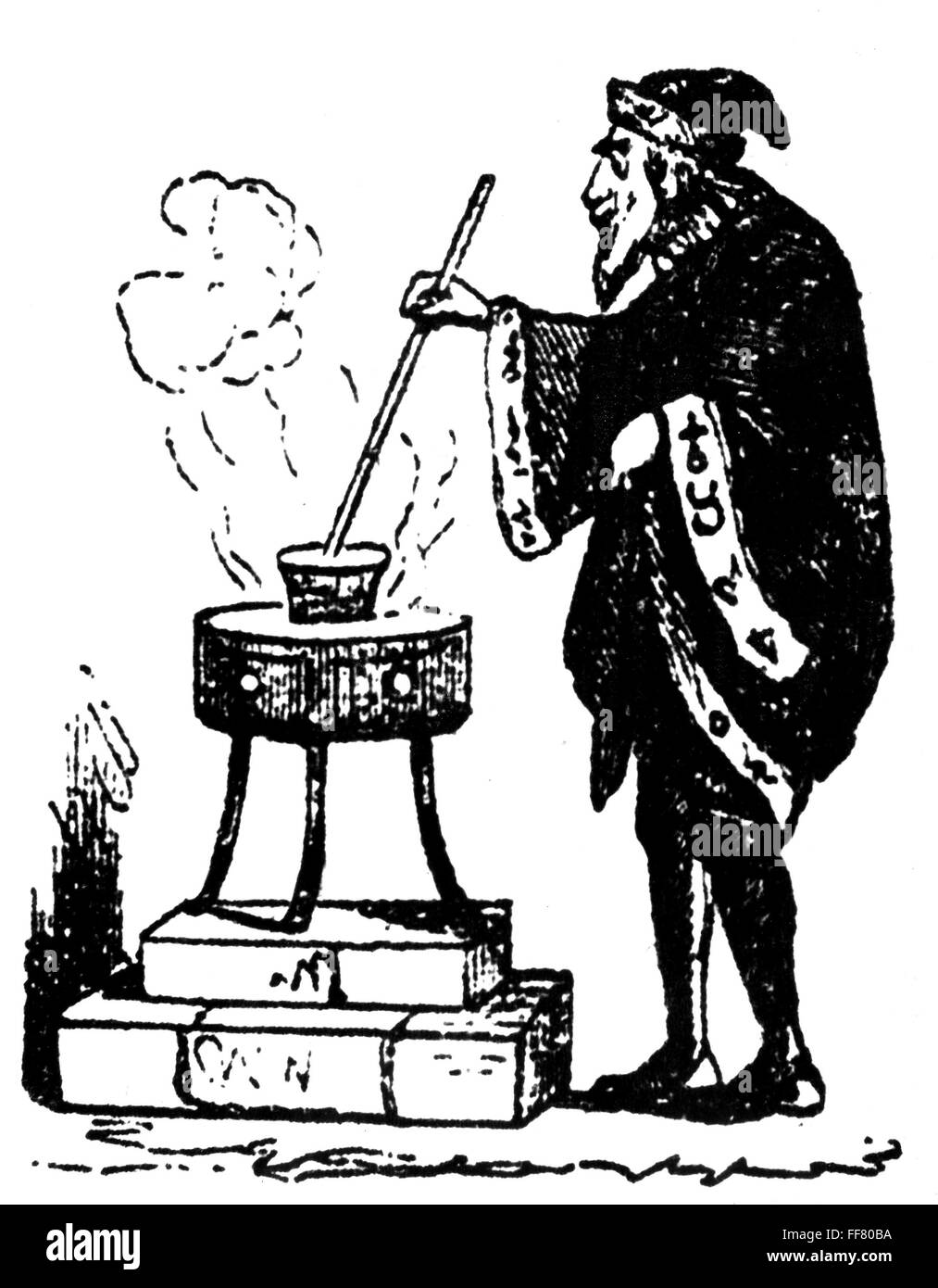 ALCHEMIST. /nLine engraving, 19th century Stock Photo - Alamy