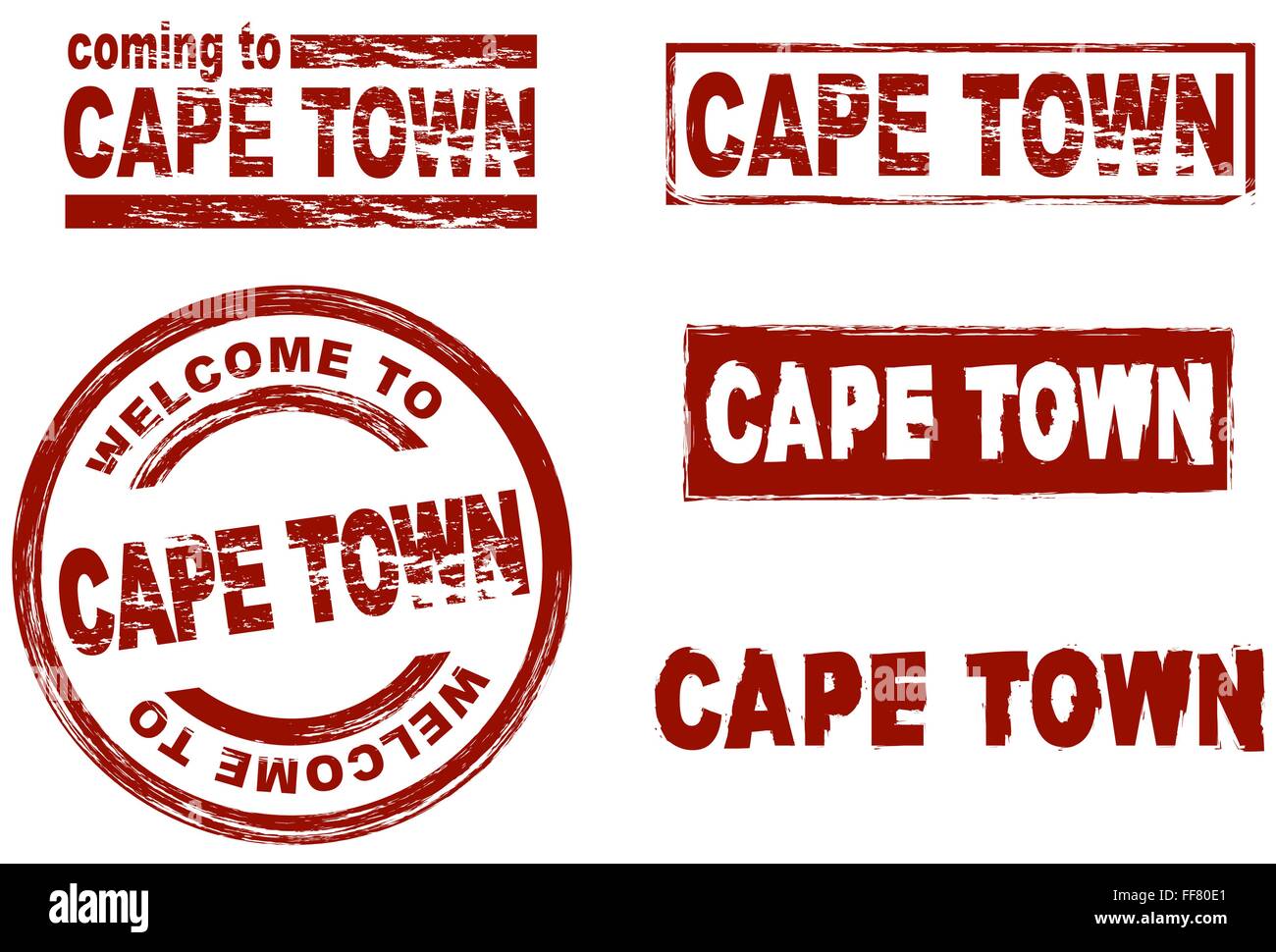 Set of stylized ink stamps showing the city of Cape Town Stock Vector ...
