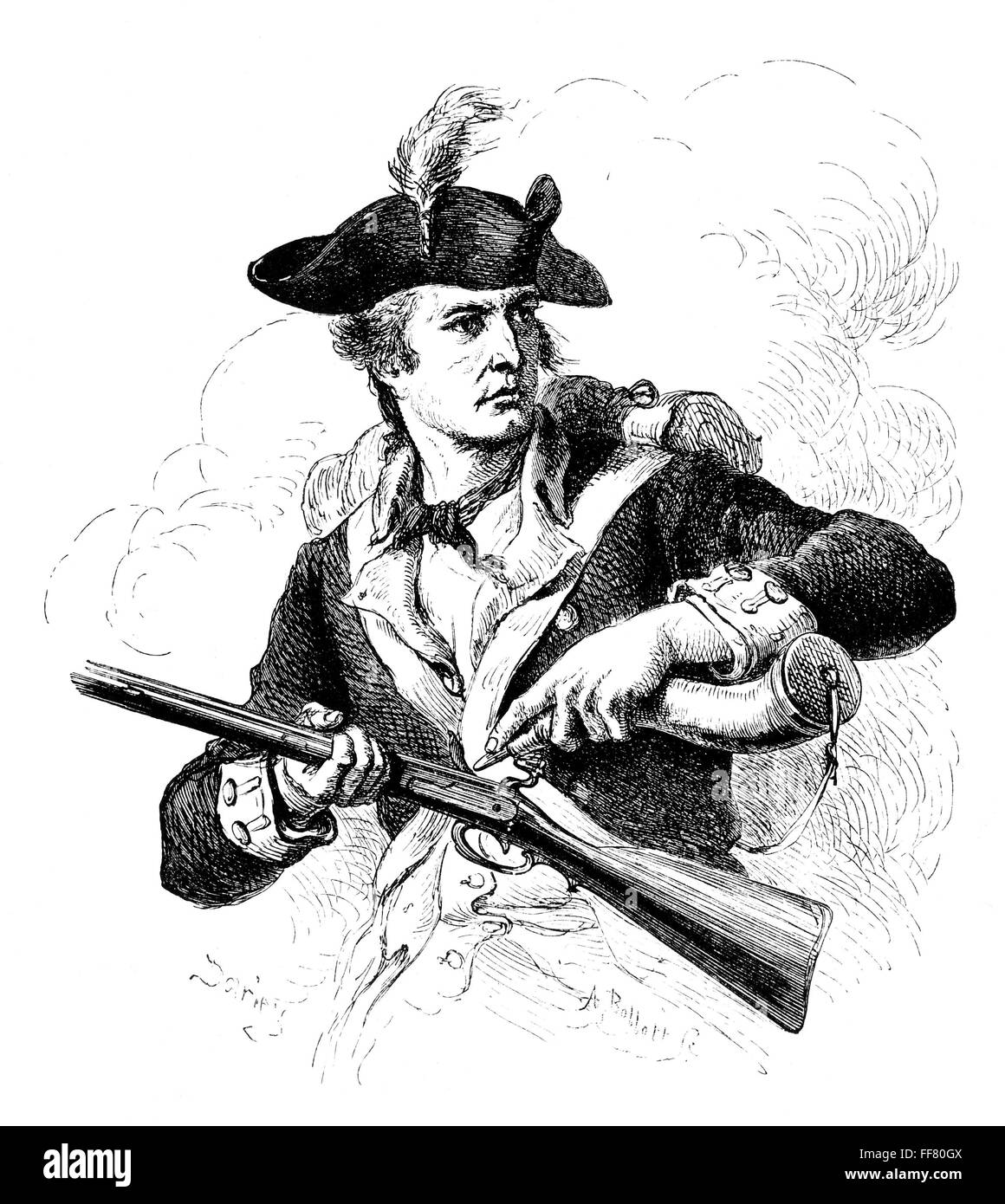MINUTEMEN SOLDIER. /nWood engraving, 19th century Stock Photo - Alamy