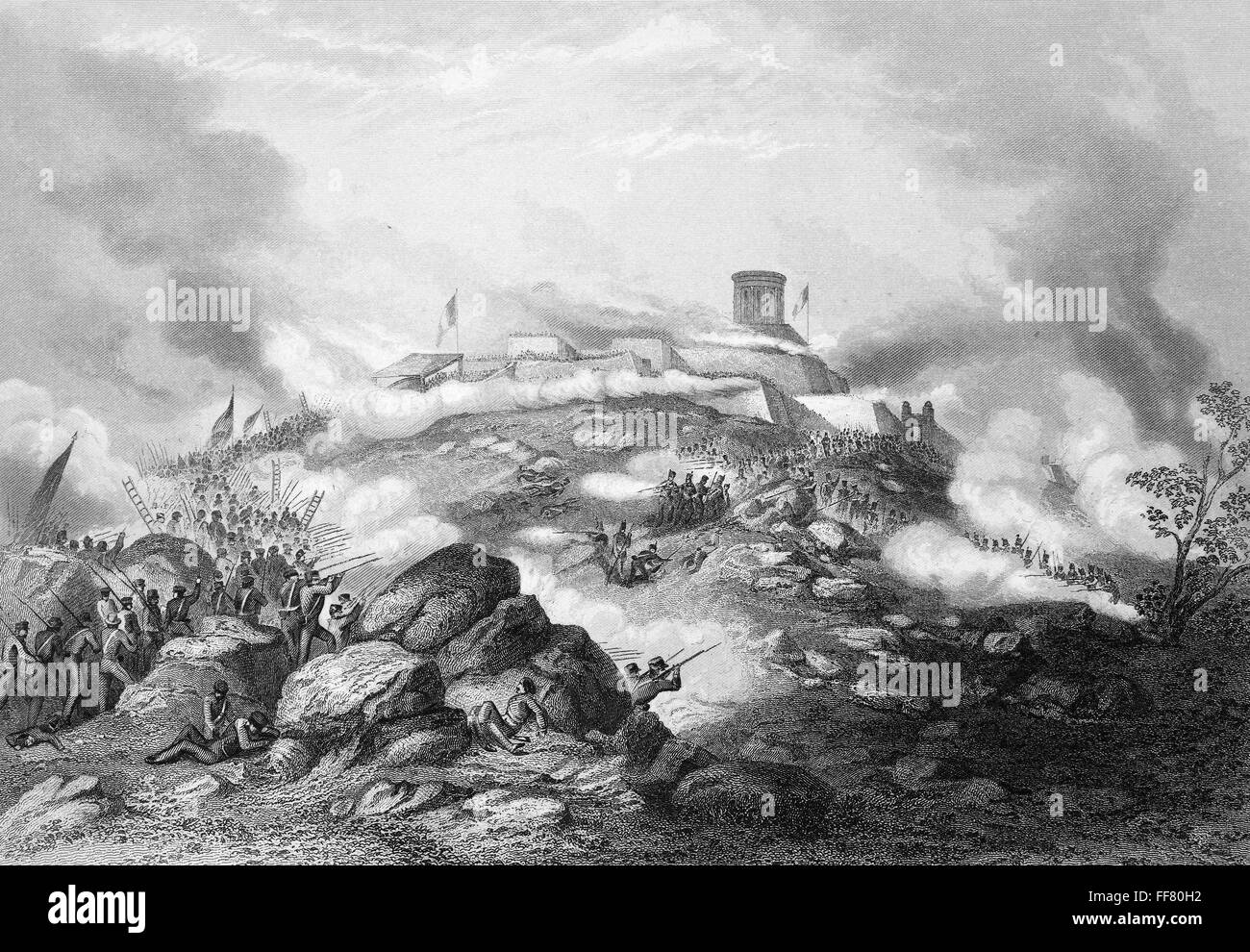 BATTLE OF CHAPULTEPEC, 1847. /nU.S. forces storming the palace of Chapultepec, Mexico City ...