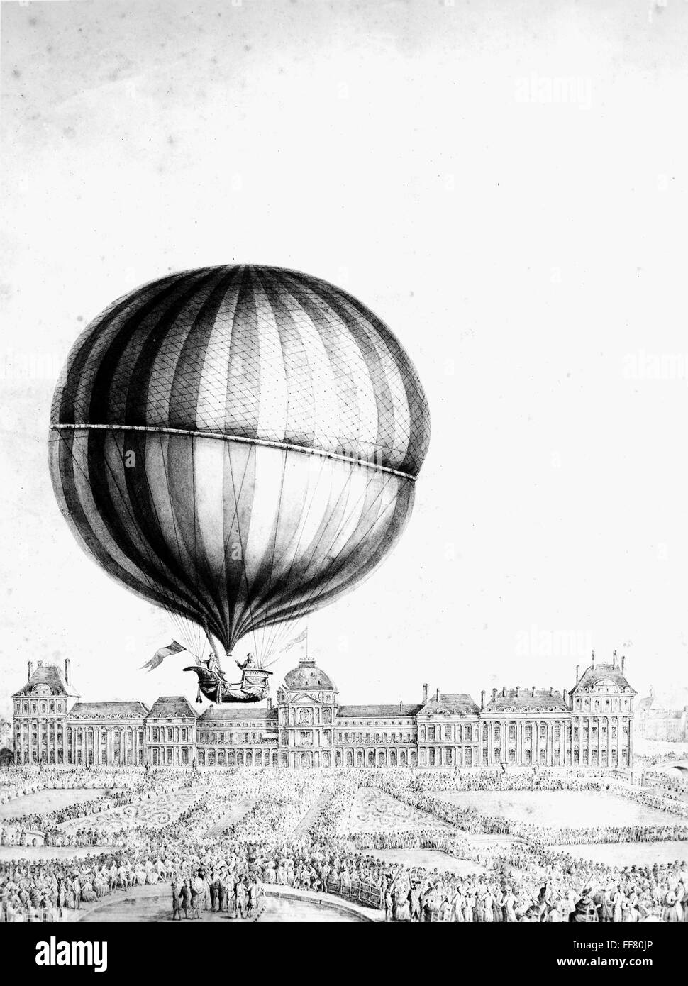 HYDROGEN BALLOON, 1783. /nDeparture of Charles' and Robert's hydrogen ...